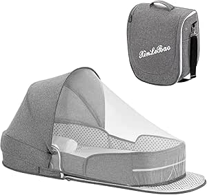 Ruhnjyg Folding Portable Cradle - Baby Bed Travel Bassinet With Net And ...