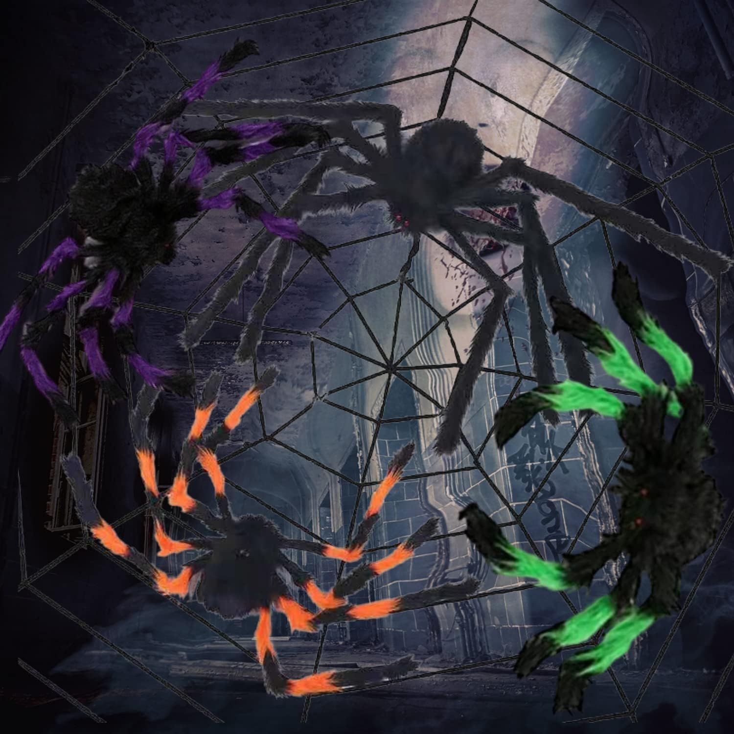 Amazon.com : SOYONGMI Halloween Spider Decorations,4 Pcs 12" Realistic ...