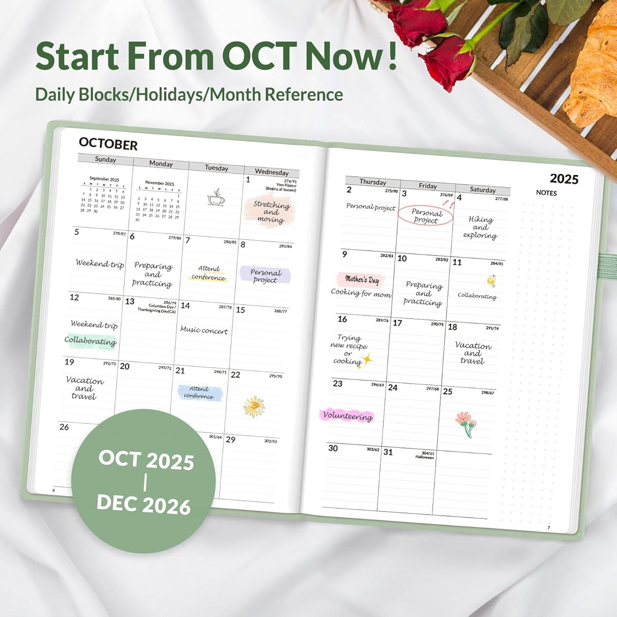 $2/mo - Finance SUNEE 2026 Weekly & Monthly Hardcover Planner 5.5" x 8.3" - 12 Month (January ...