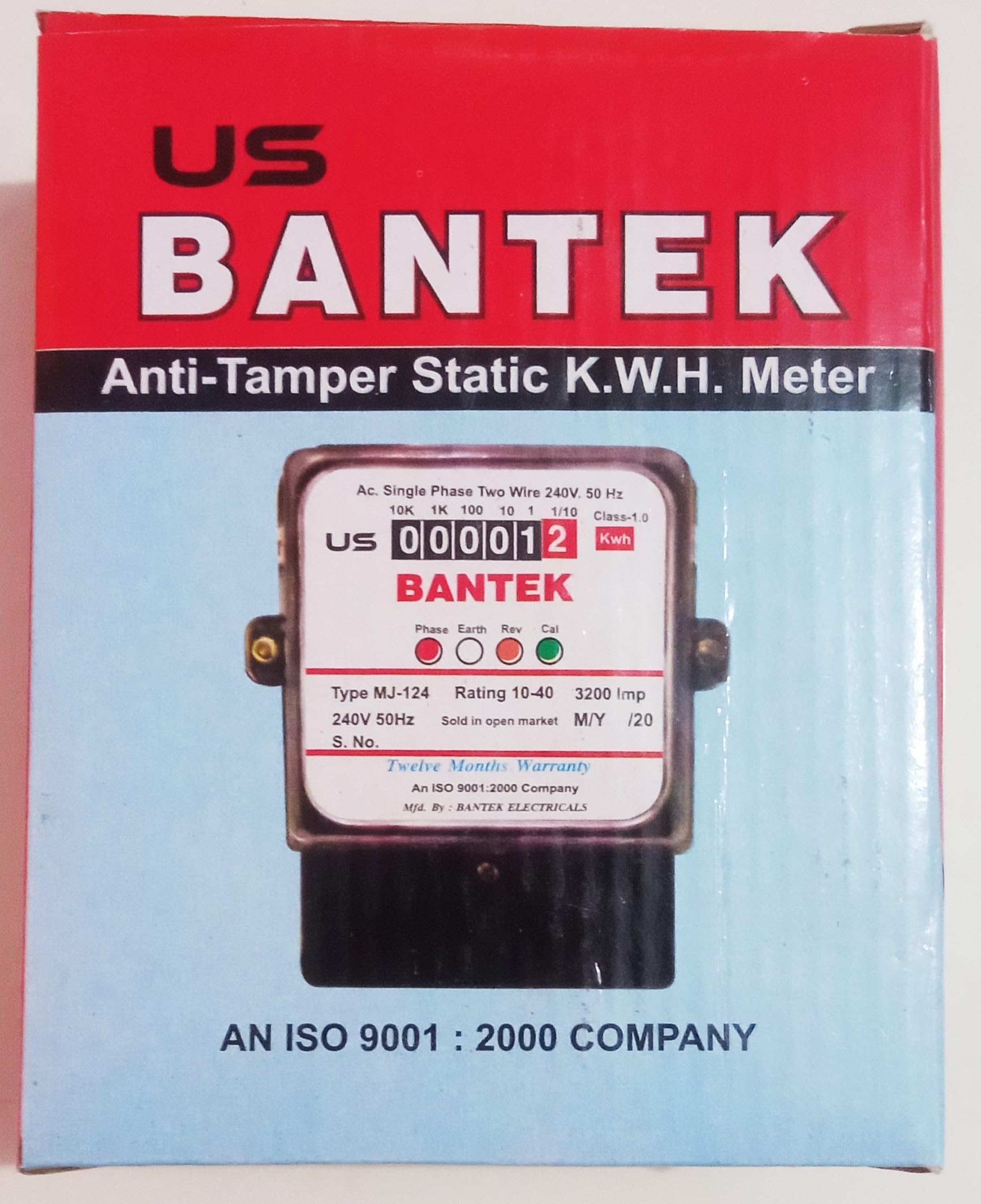 Bentek Single-Phase Electric Meter, 240V, 5-30A, 50Hz, 3200 imp/kWh ...