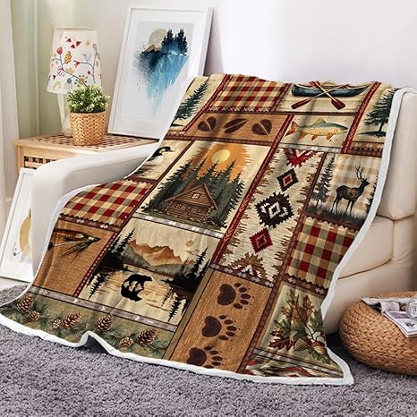 Amazon.com: Viajar Rustic Cabin Blanket, Rustic Lodge Flannel Throw ...