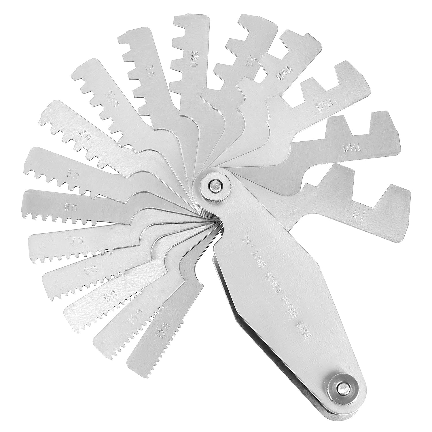 QWORK 29 Degree Acme Screw Pitch Gauge Set, 16-Piece Steel Thread Pitch ...