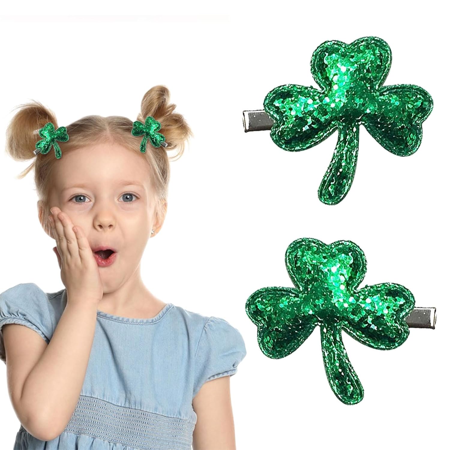 Amazon.com : Vsdski St.Patrick's Day Hair Clips Sequins Shamrocks Hair ...