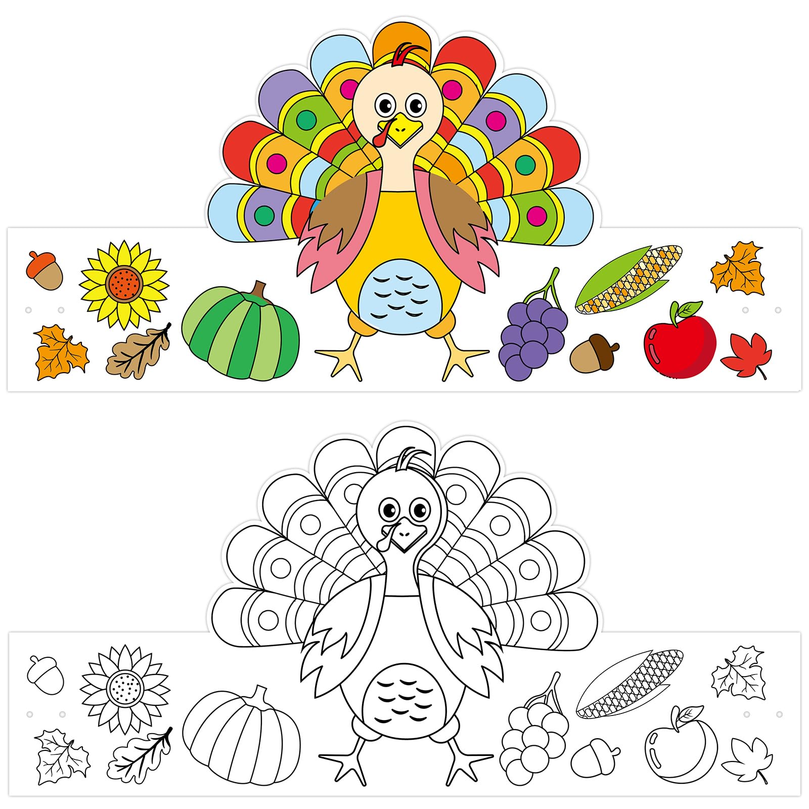 Paper Crowns Ceiba Tree DIY Fall Thanksgiving Turkey Crowns Crafts ...