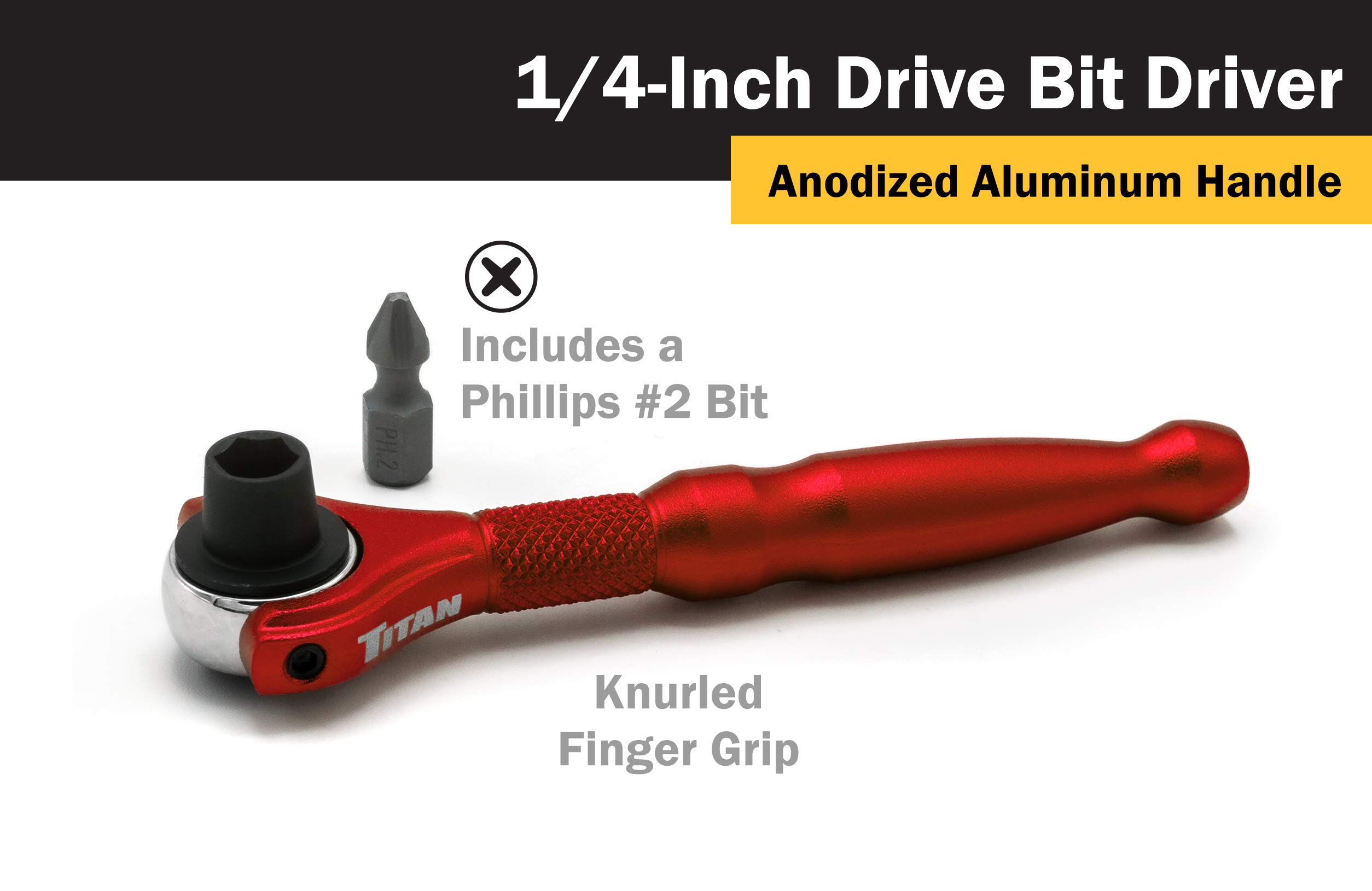 Snapklik.com : Titan 11321 1/4-Inch Drive Swivel Head Micro Bit Driver