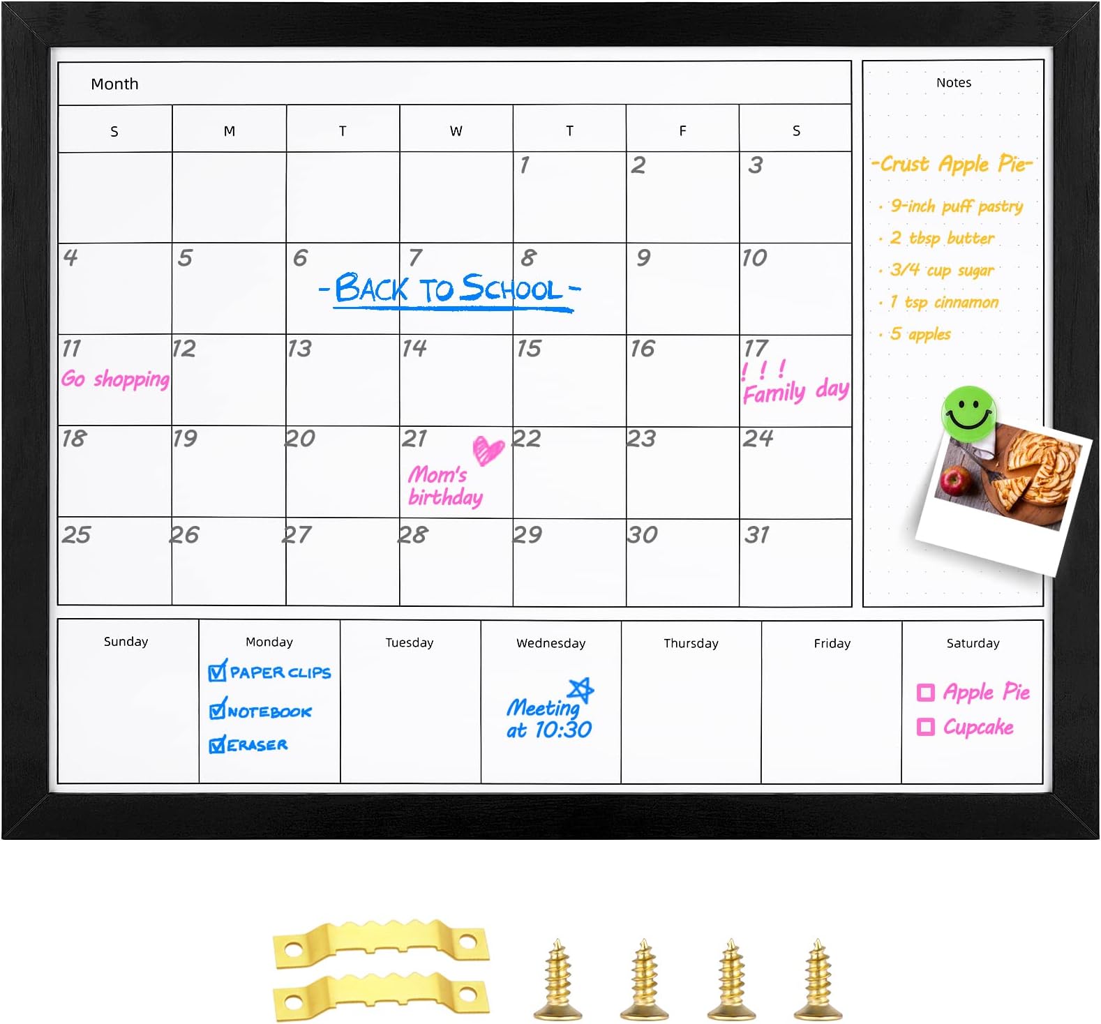 Wall Pops WPE94575 Peel and Stick White Board with Marker Monthly ...
