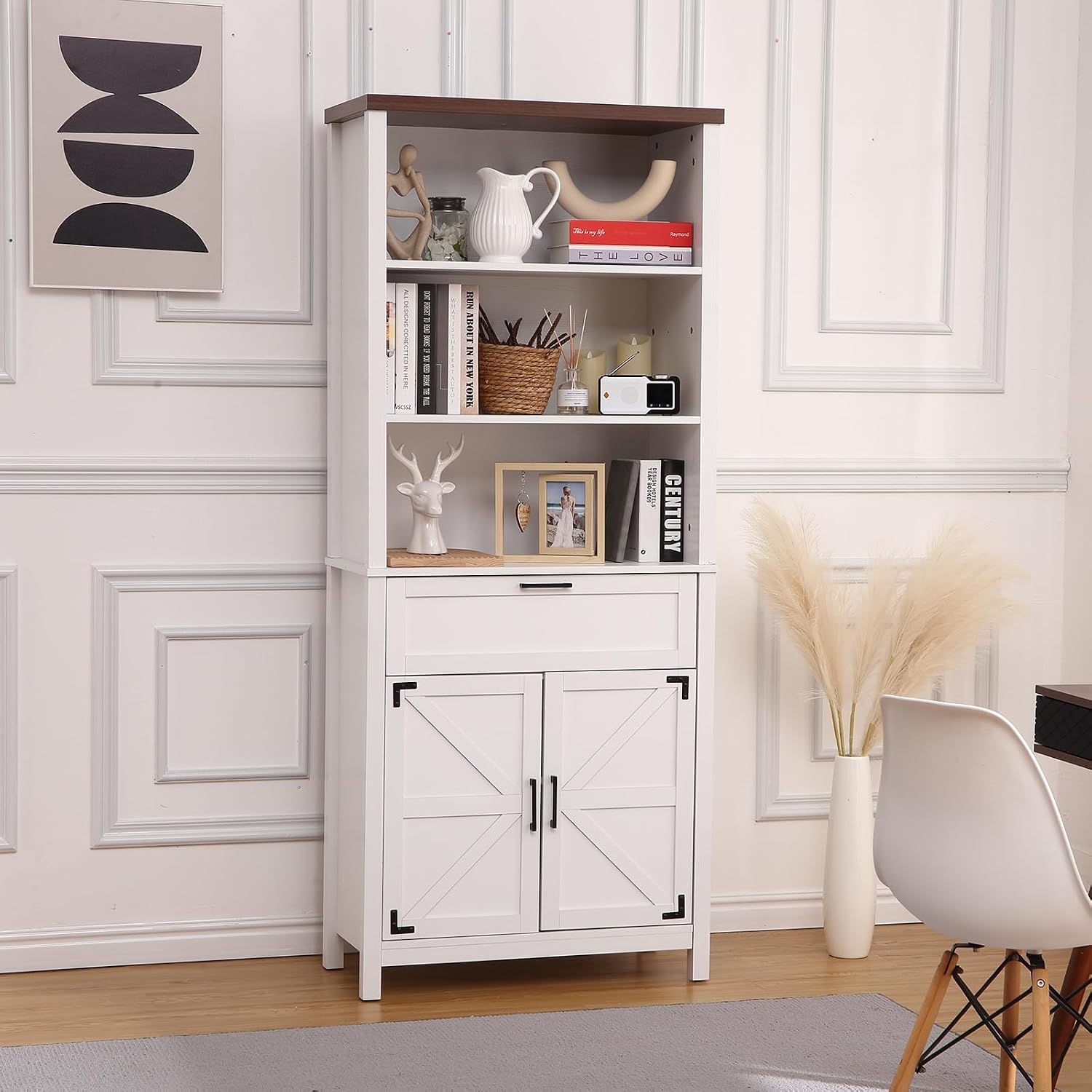 Amazon.com: TrailBlaze 72” Tall Bookshelf, 6 Tier Bookcase with Doors ...