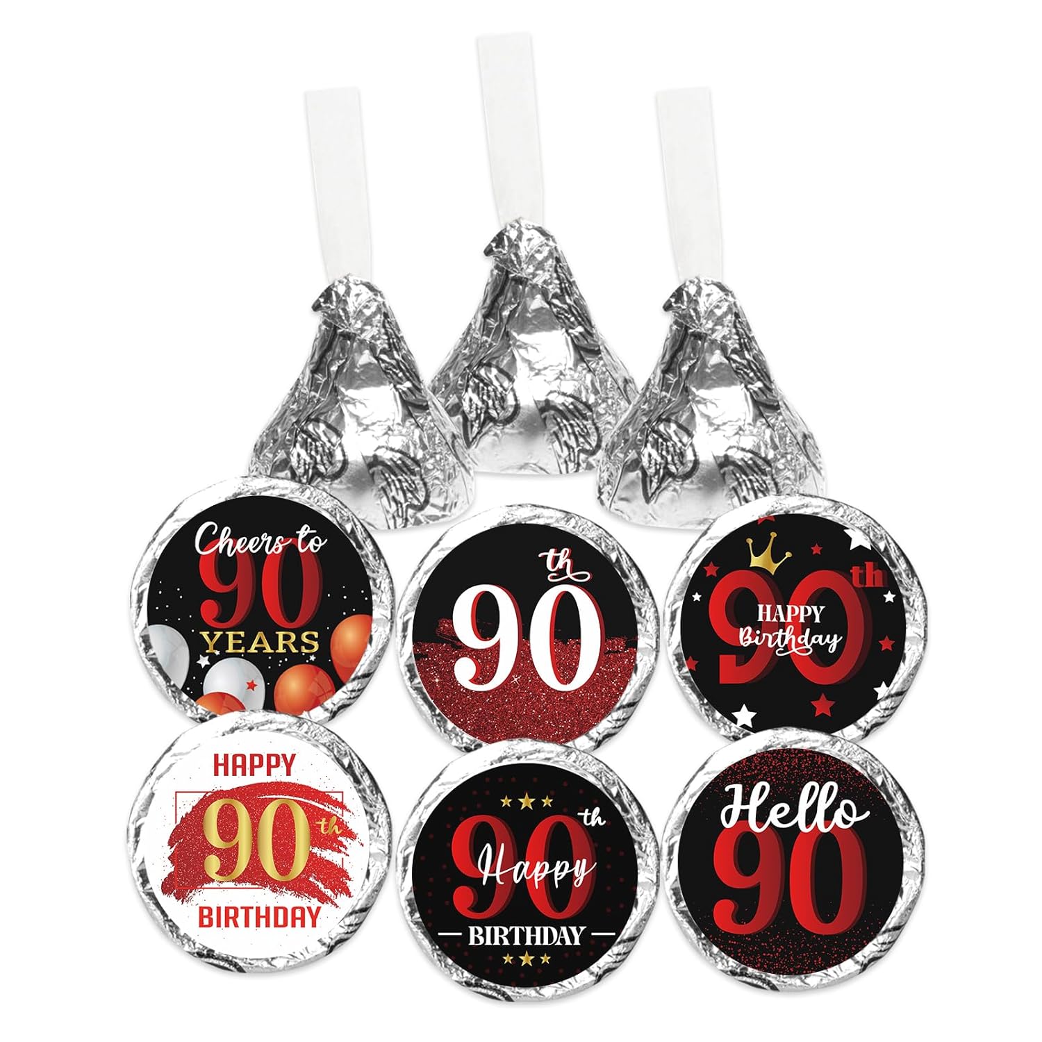 Amazon.com: Happy 90th Birthday Party Favor Labels Chocolate Candy ...