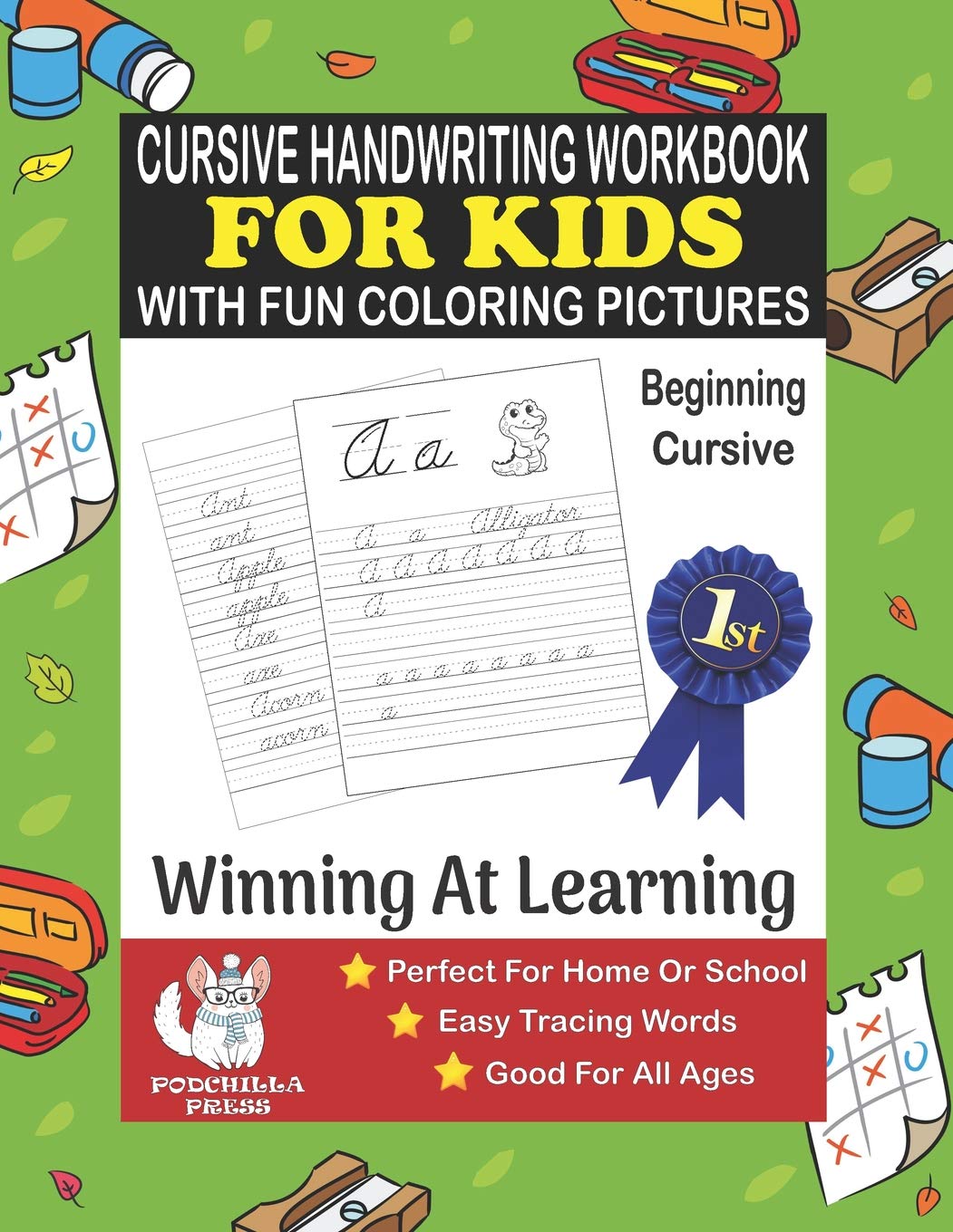 Cursive Handwriting Workbook For Kids With Fun Coloring Pictures ...