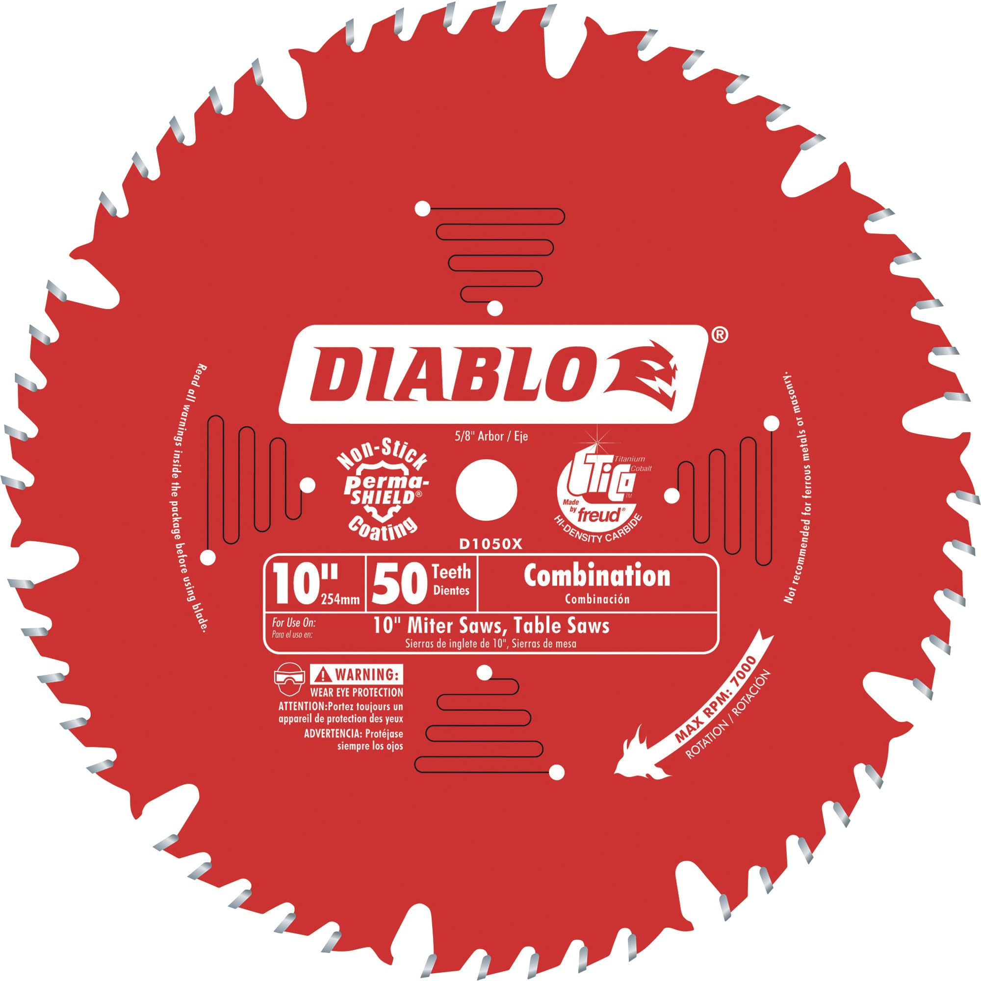Diablo Combination Circular Saw Blade, 10in., 50 Tooth, For Crosscuts ...
