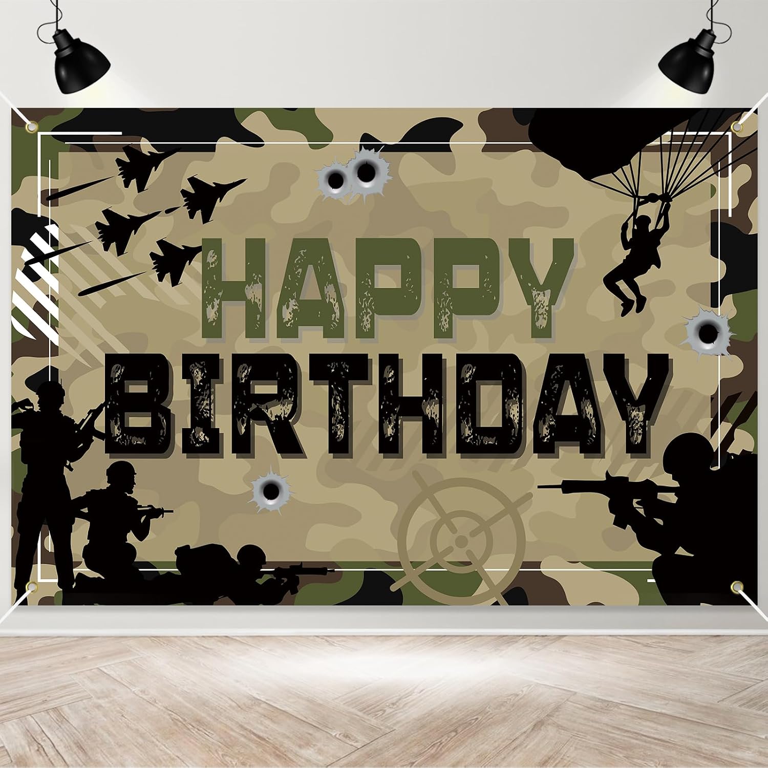 Amazon.com: GEPAS Camouflage Happy Birthday Party Backdrop Camo ...