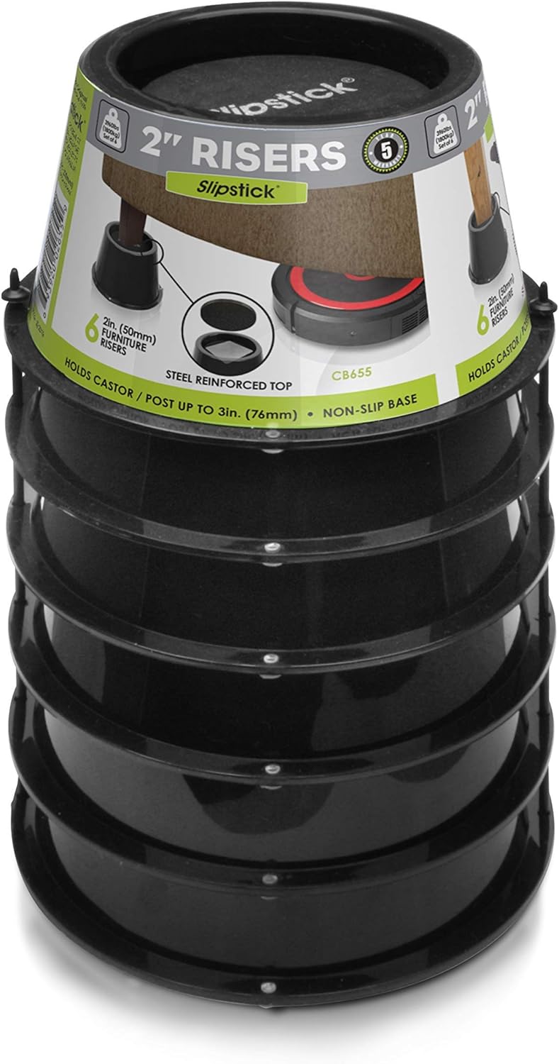 Slipstick CB655 Premium 2 Inch Furniture Risers/Bed Raisers with Steel ...