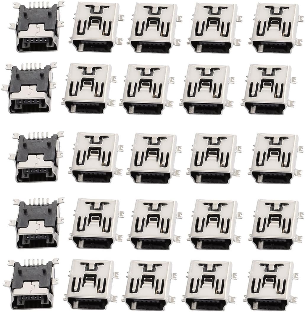 Amazon.com: uxcell 25pcs Mini USB 5 Pin Type B Female Jack Socket ...