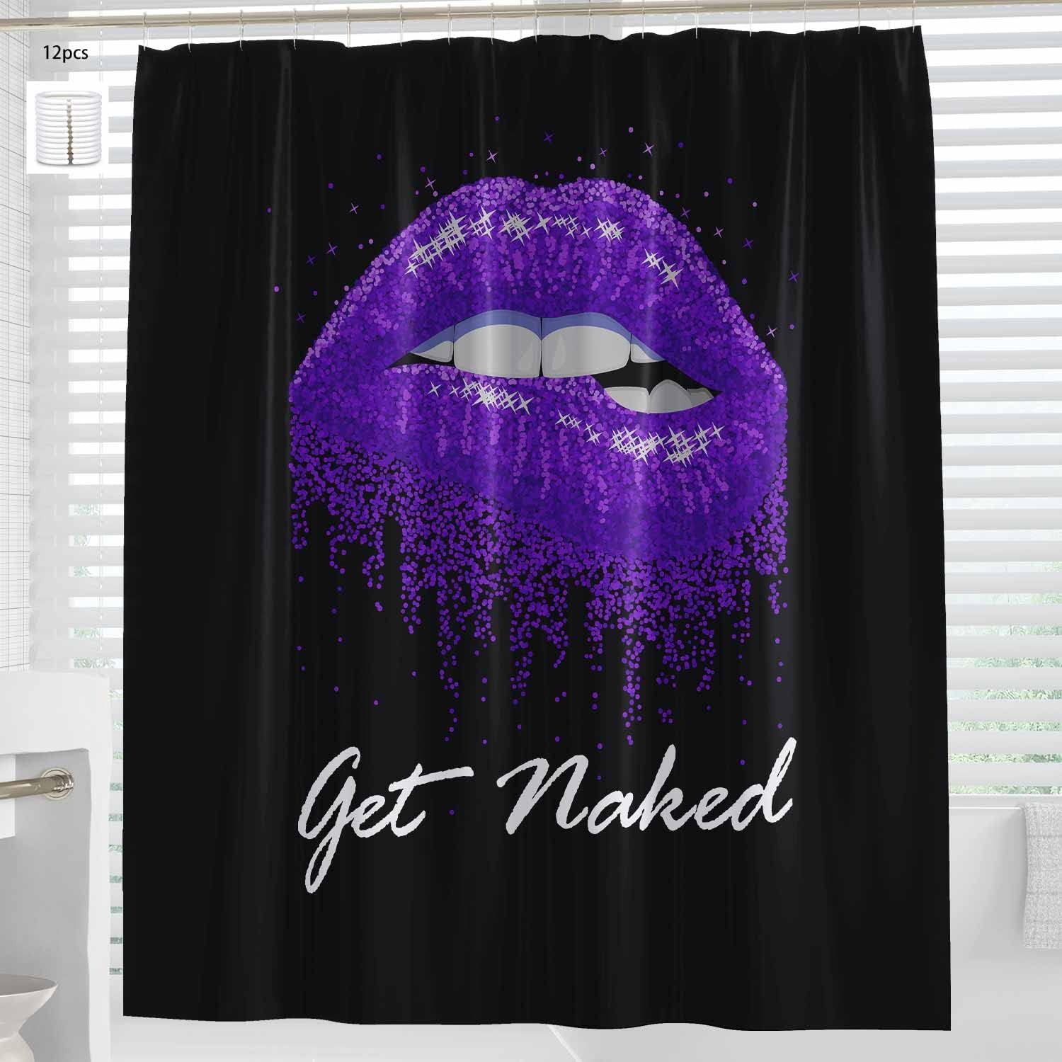 Amazon.com: LATETOMT Purple Sexy Lips Shower Curtain Sexy Woman Lips ...