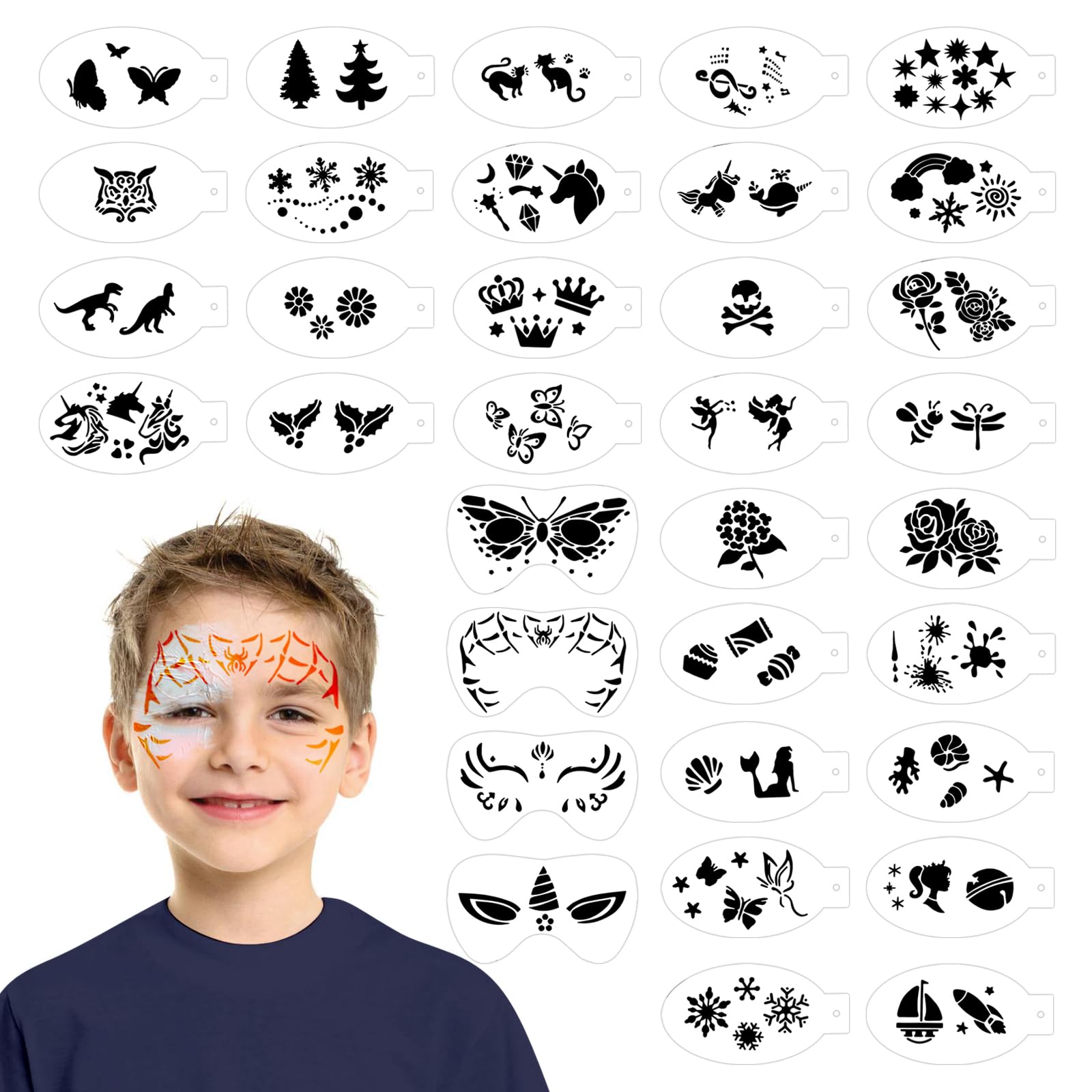 Easy Face Paint Templates 62 Pcs Halloween Face Paint Stencils Set, 48