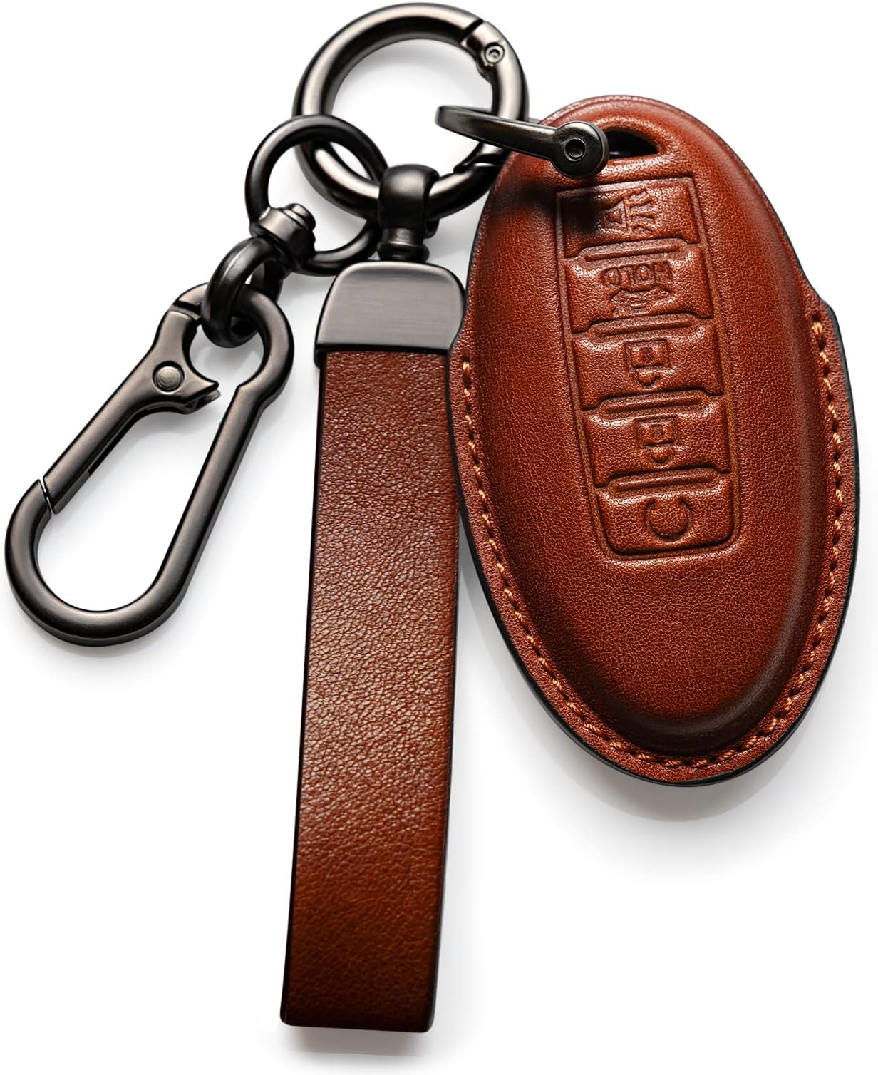 Amazon.com: Smyfob Nissan Key Fob Cover Leather Lanyard Keychain Holder ...