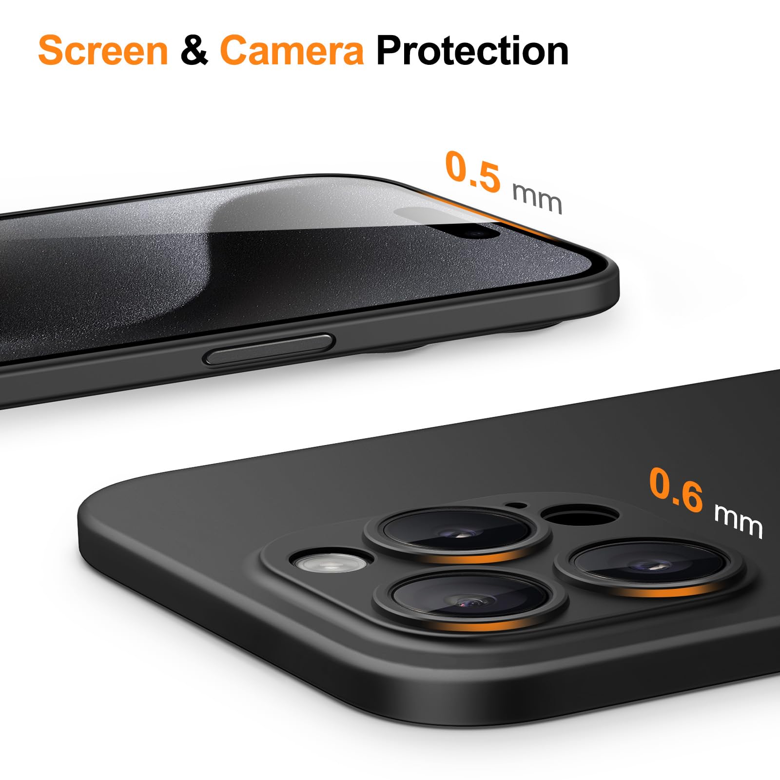 JETech Ultra Slim (0.35mm Thin) Case for iPhone 15 Pro Max 6.7-Inch, Camera Lens Cover ...