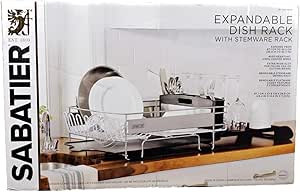 Sabatier Expandable Dish Rack with Stemware Rack Rust-Resistant ...