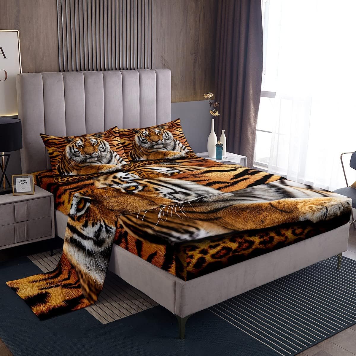 Amazon.com: Manfei Tiger 3D Print Sheet Set Queen Wild Animals Bedding ...