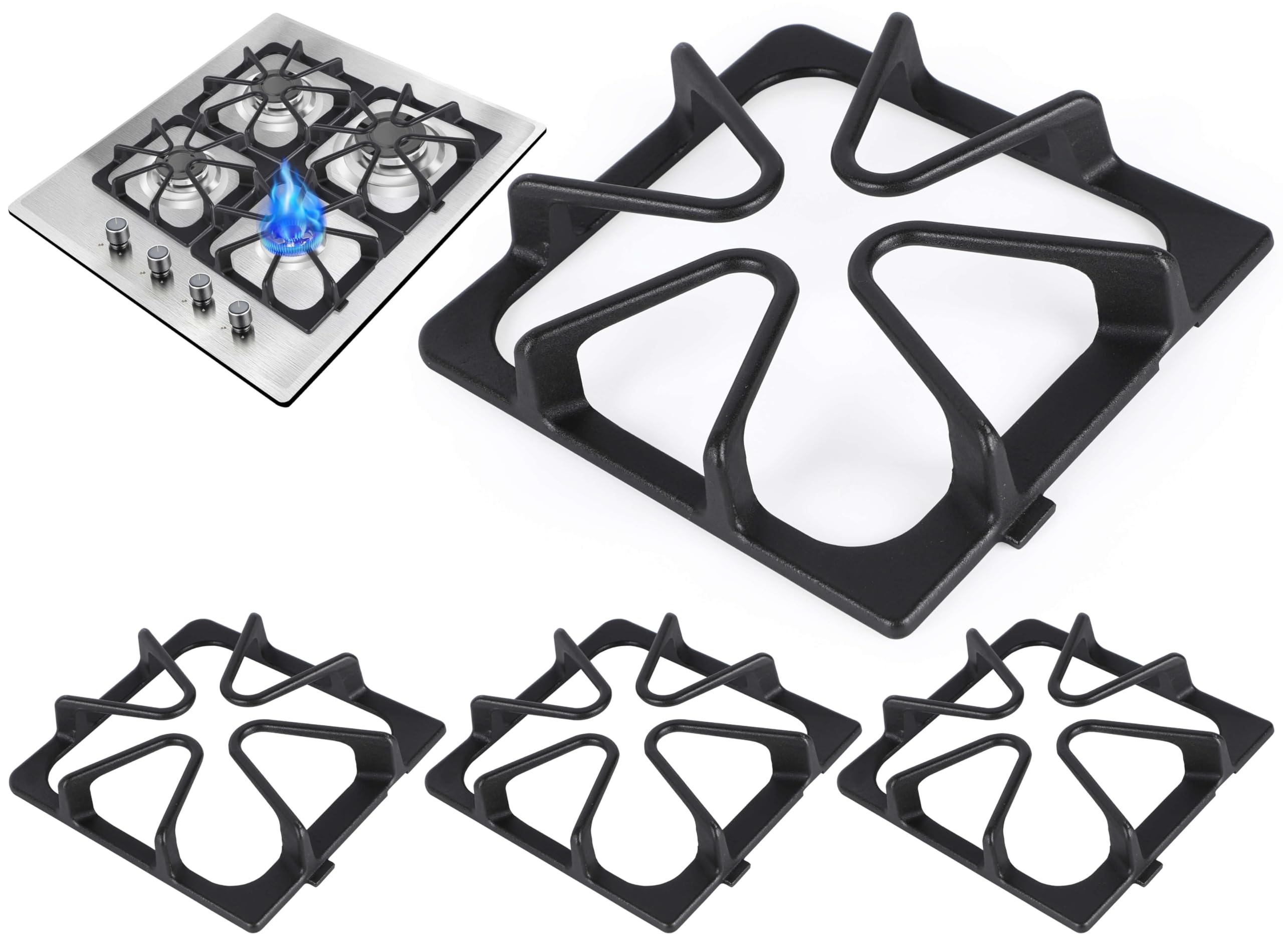 W10447925 Gas Stove Grate for Whirlpool Burner Parts-4 Pack 8 ¾ x 8 ¼ ...