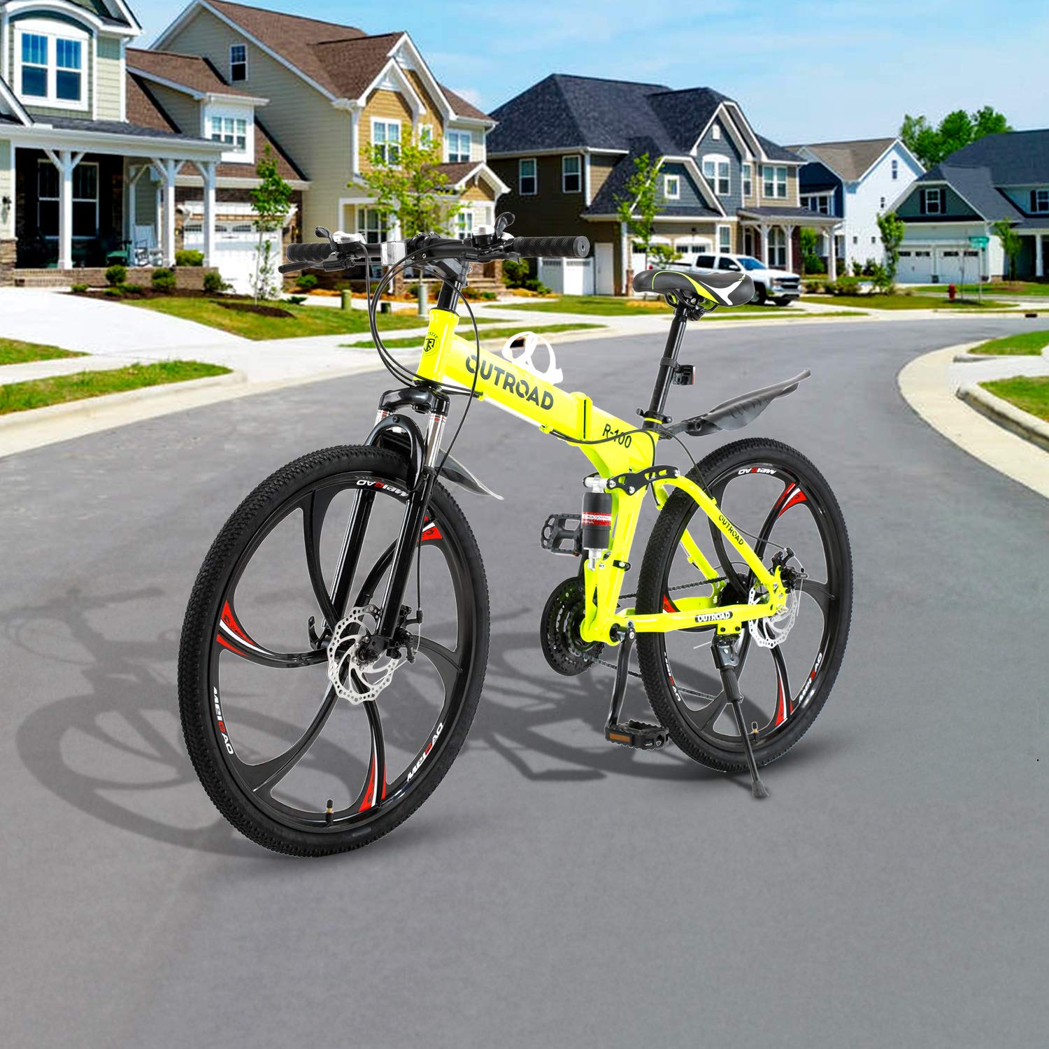 Max4out 26 Inch Folding Bikes Mountain Bike with Full Suspension High ...