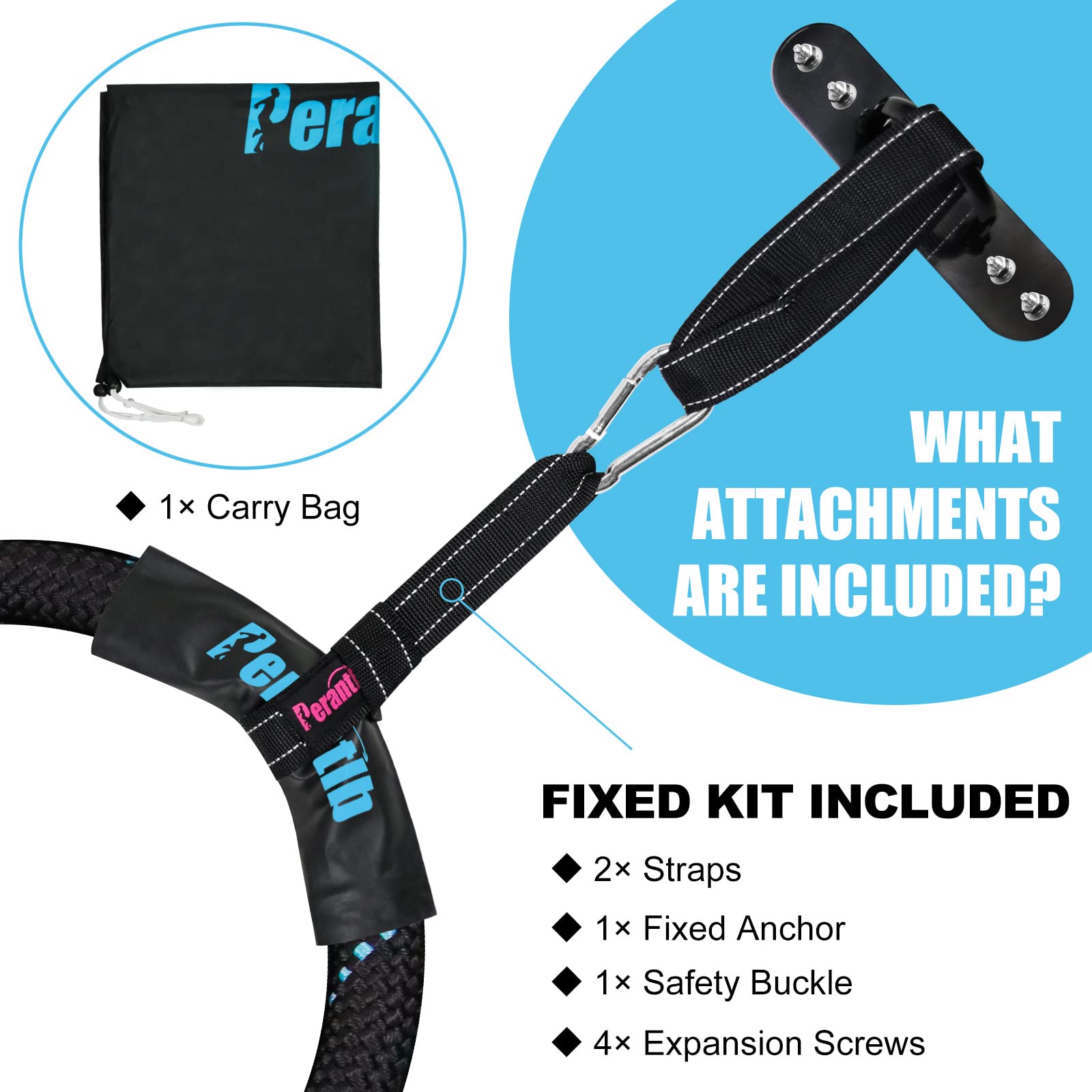 Perantlb Battle Rope-1.5" Diameter, 30” 40”50”Lengths ,Steel Anchor ...