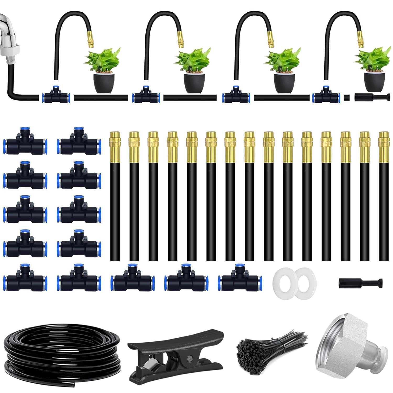 Tivddikun Drip Irrigation System, 360° Bendable Irrigation System with ...