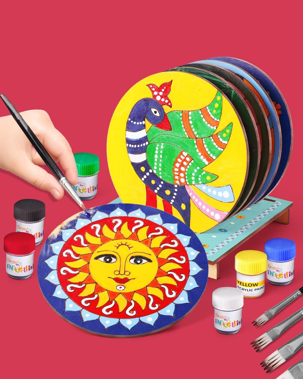 Intelliskills 3-in-1 Premium Tea Coaster Painting Kit for Kids–DIY ...