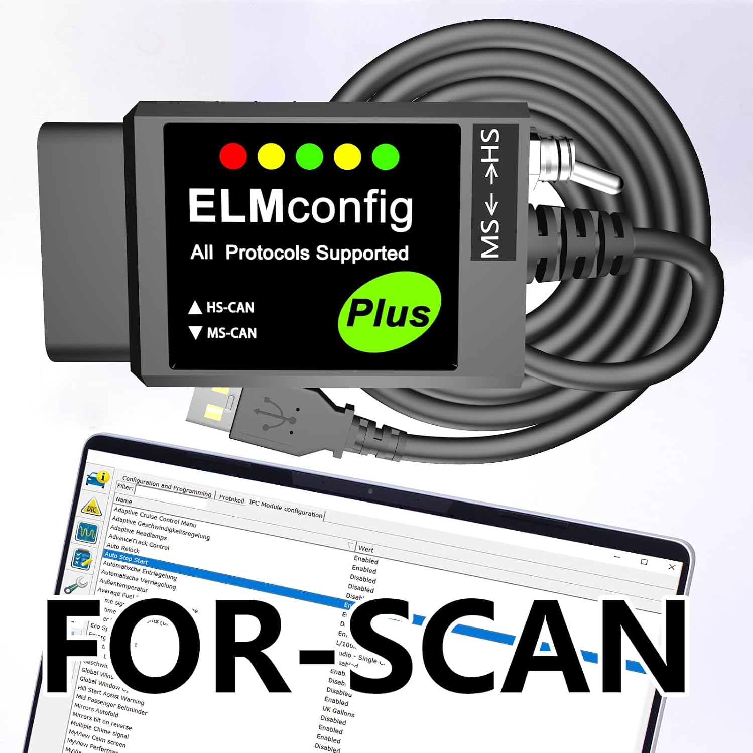 Amazon.com: ELMconfig OBD2 to USB Cable ELM327 OBD2 Scanner Code Reader ...
