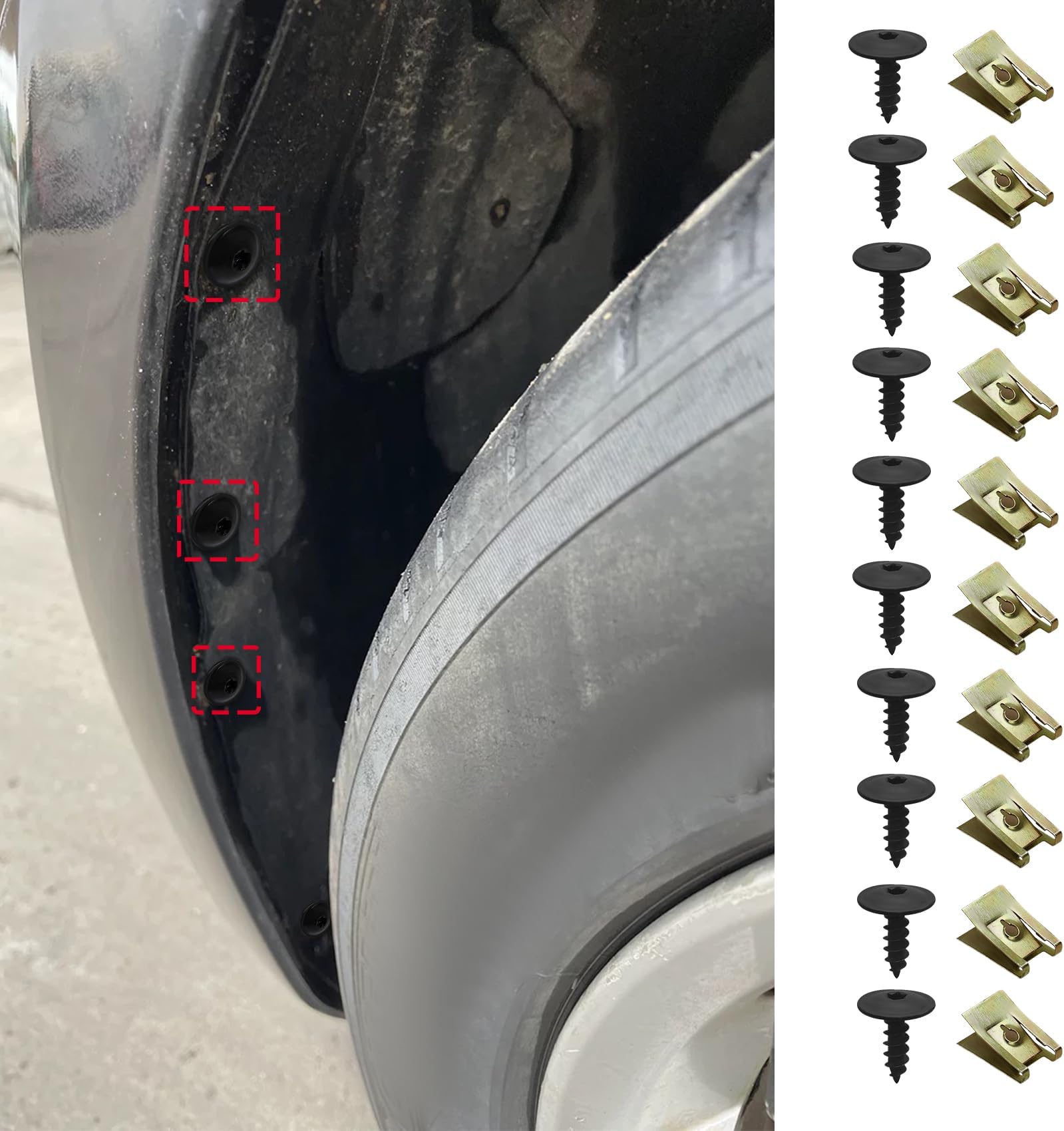 Amazon.com: GKmow Pack-40 Bumper Cover Screws, Multi-Purpose U-Nuts ...