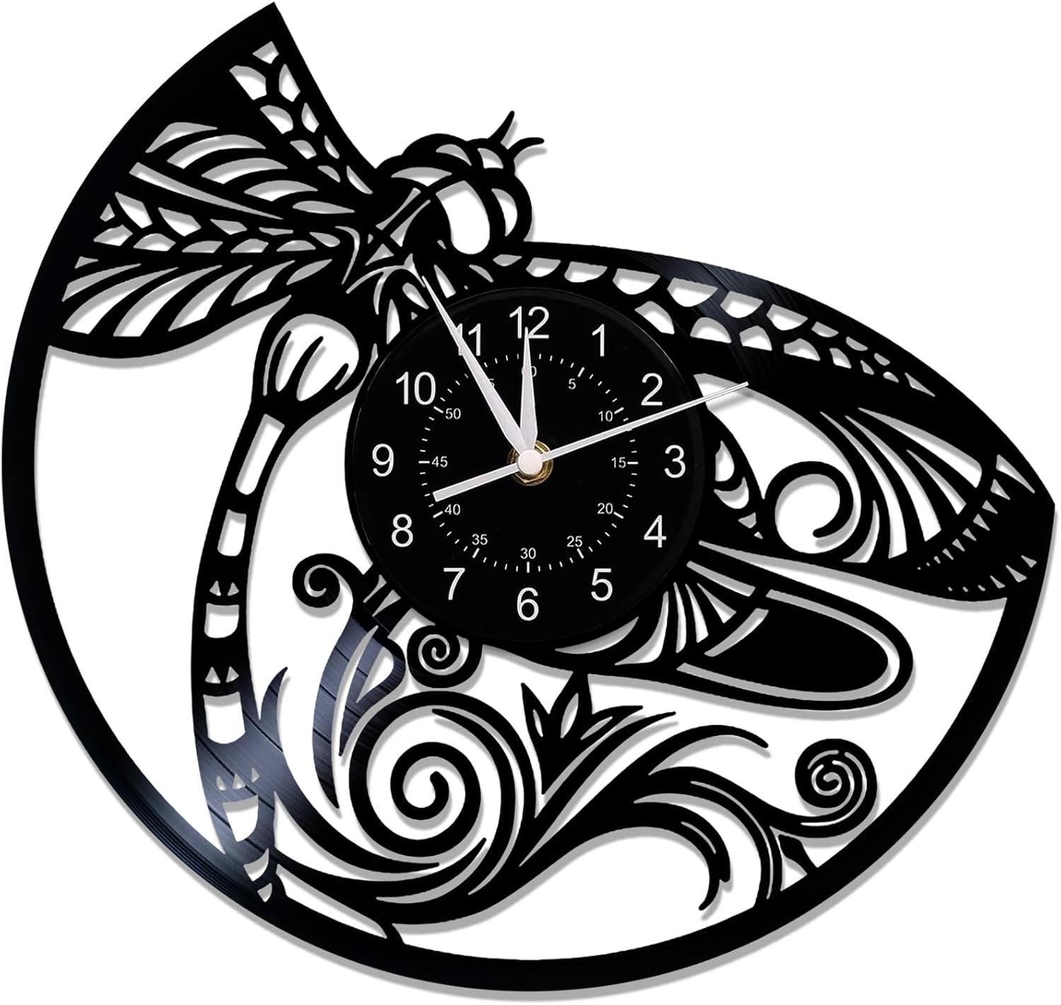 Amazon.com: Wkjhdfsd Dragonfly Vinyl Record Wall Clock,Dragonfly Gifts ...