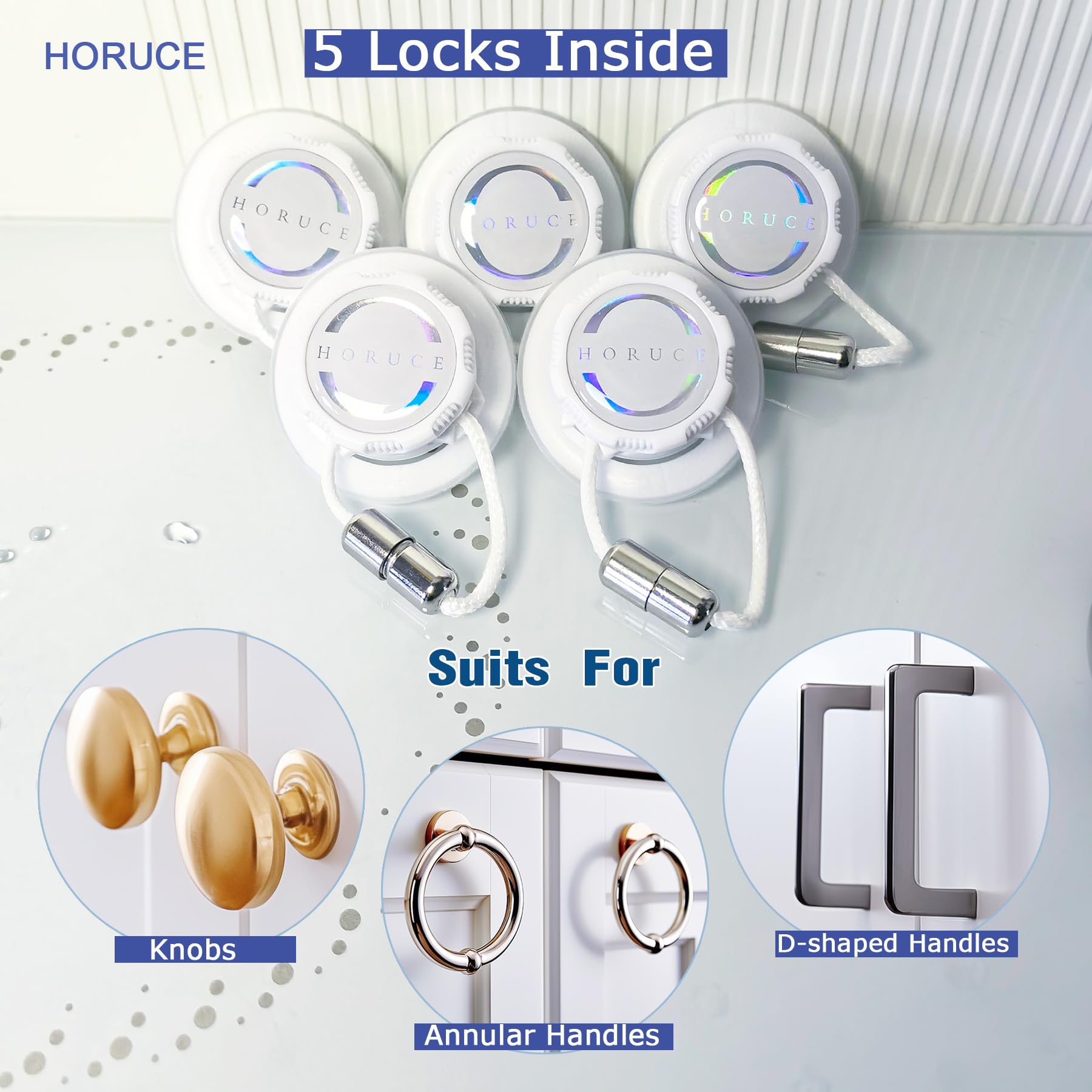 No Drill Safety Straps HORUCE Adjustable Cabinet Safety Locks 5-Pack ...