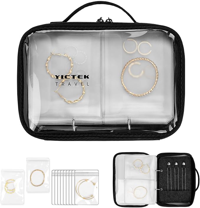 Amazon.com: Clear Travel Size Jewelry Organizer Bag with Wide Top Cover ...