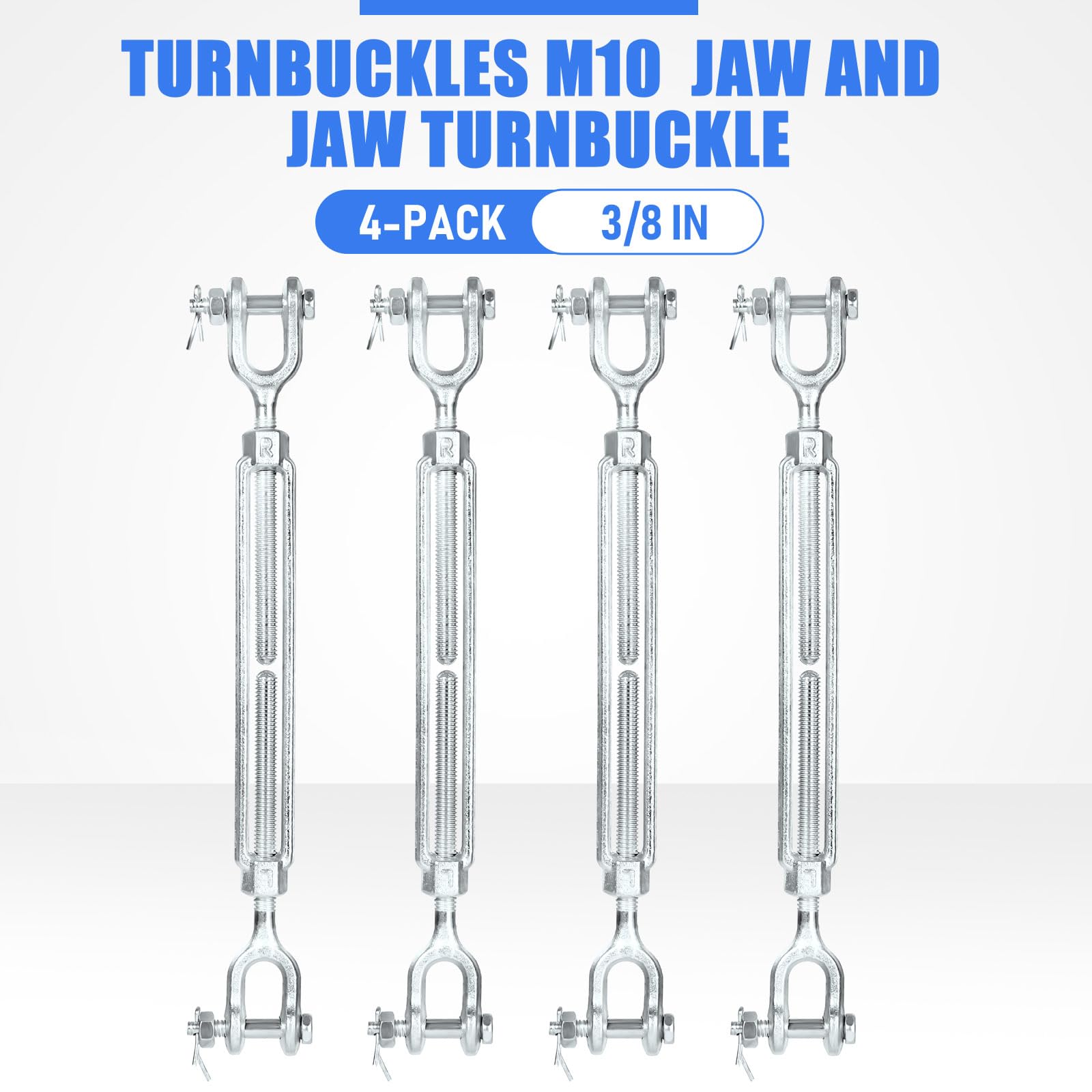 Snapklik.com : 4 Pack Jaw And Jaw Turnbuckle 3/8 X 6 Inch Stainless ...
