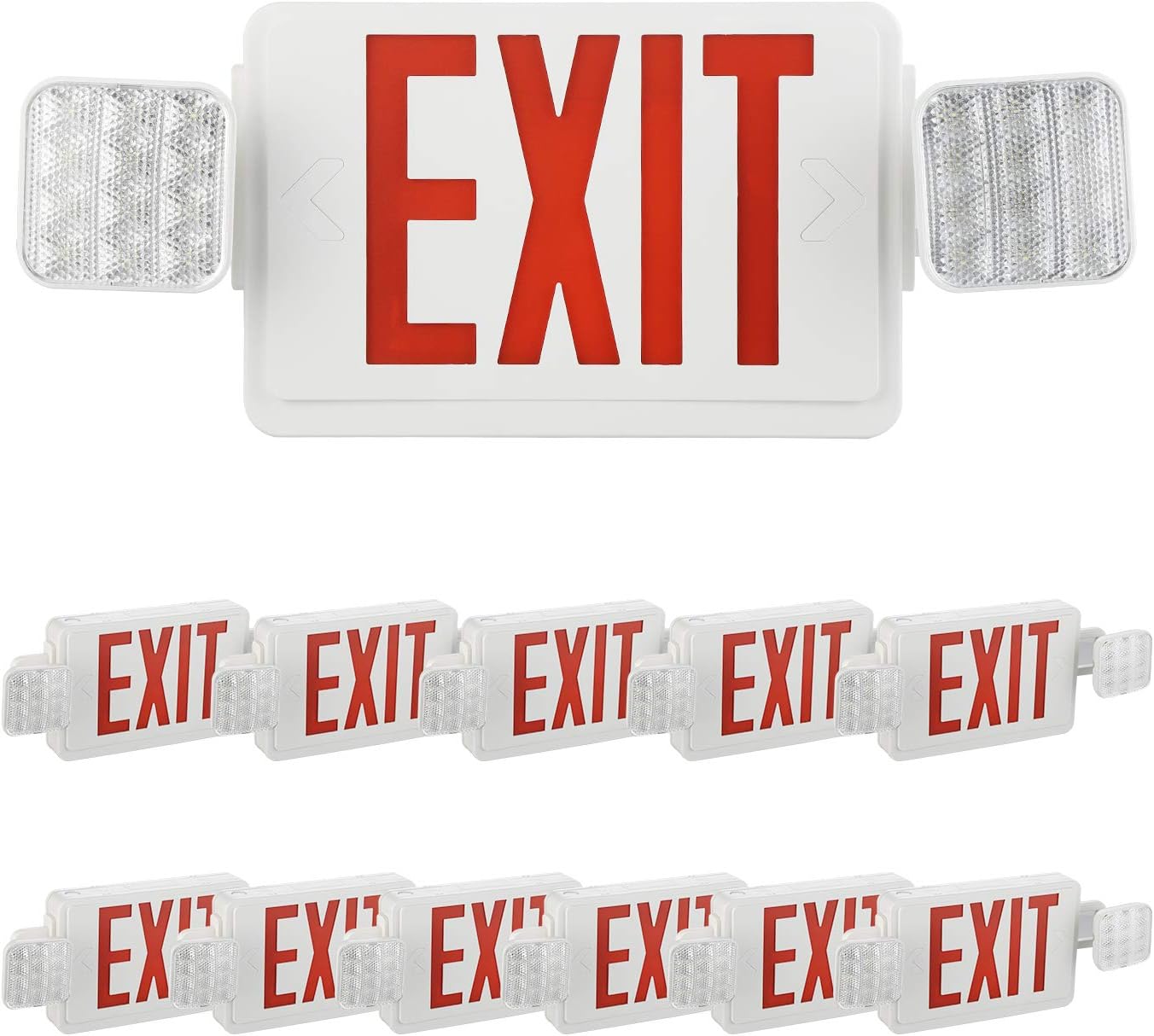 SPECTSUN 12 Pack Exit Emergency Light Combo,120-277V Emergency Exit ...