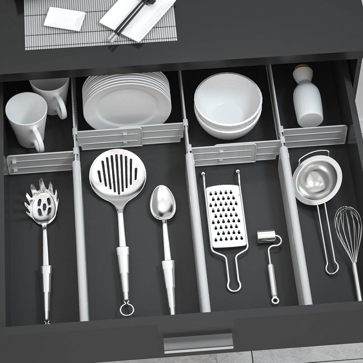 Amazon.com: HiYZ Expandable Drawer Dividers with Inserts - Large ...