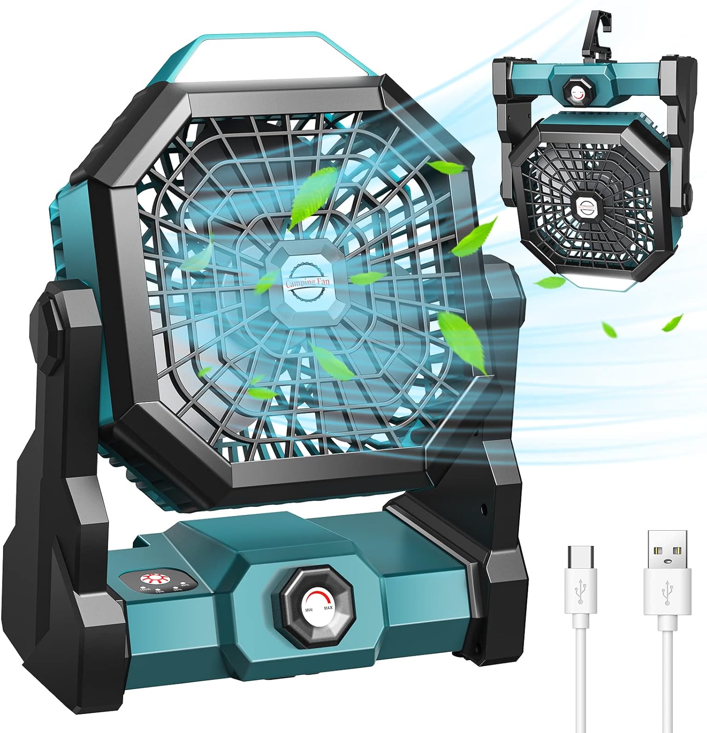 Amazon.com: Camping Fan Rechargeable, Battery Powered Fan with LED ...