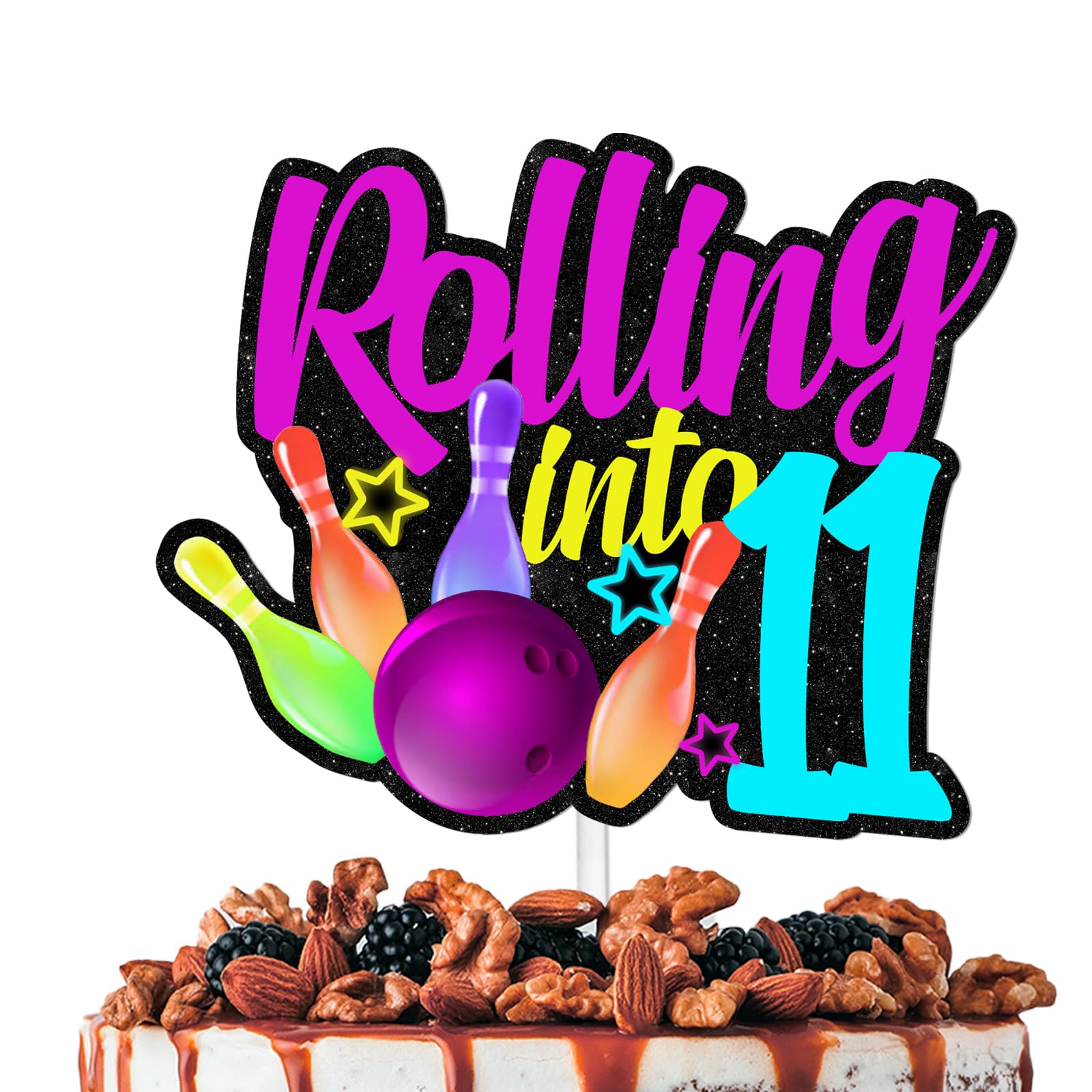 Amazon.com: Glitter Bowling Ball Cake Topper Cheer to Bowling Rolling ...