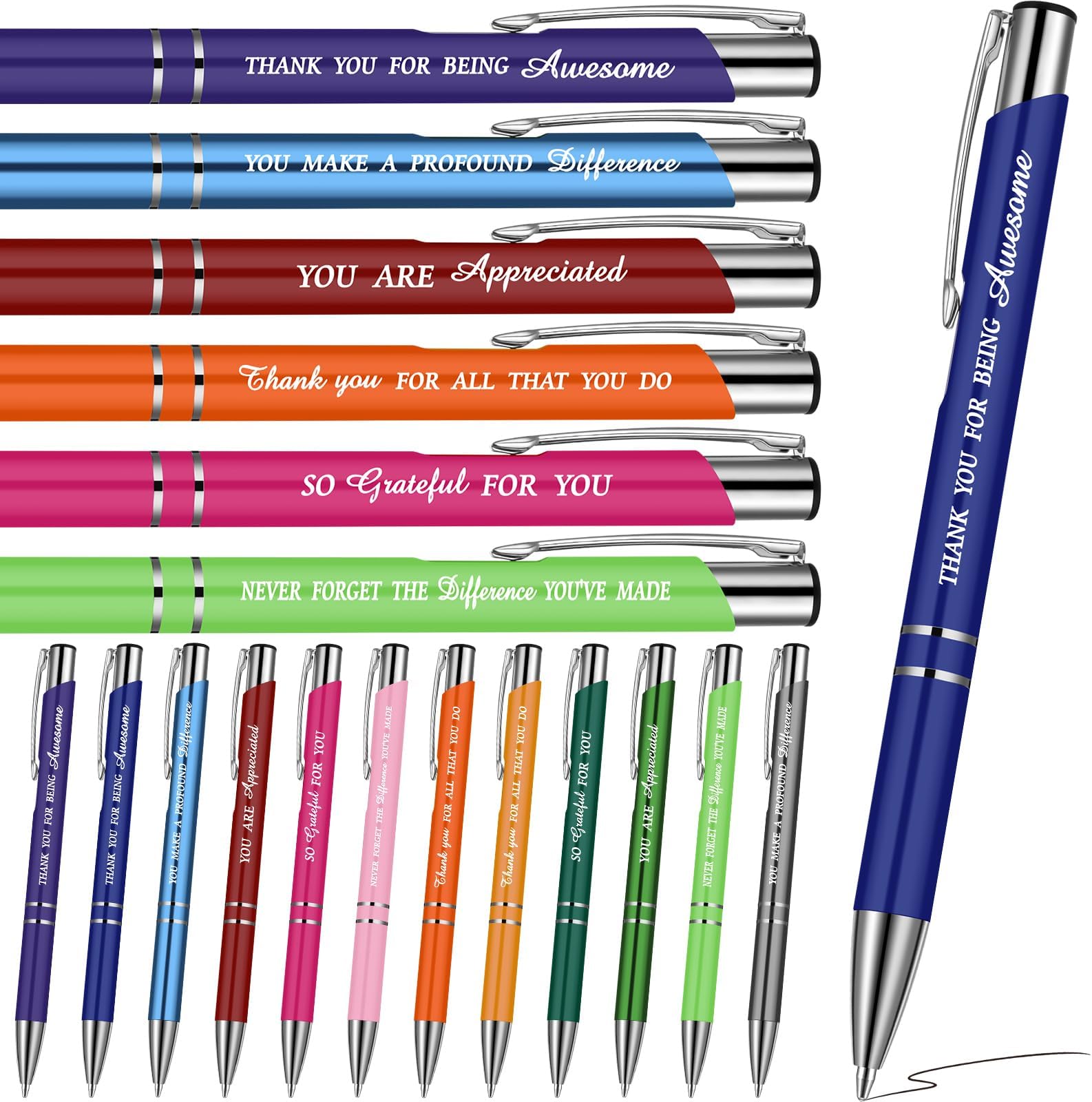 Faccito 24 Pcs Thank You Ballpoint Pens Inspirational Quotes Metal ...
