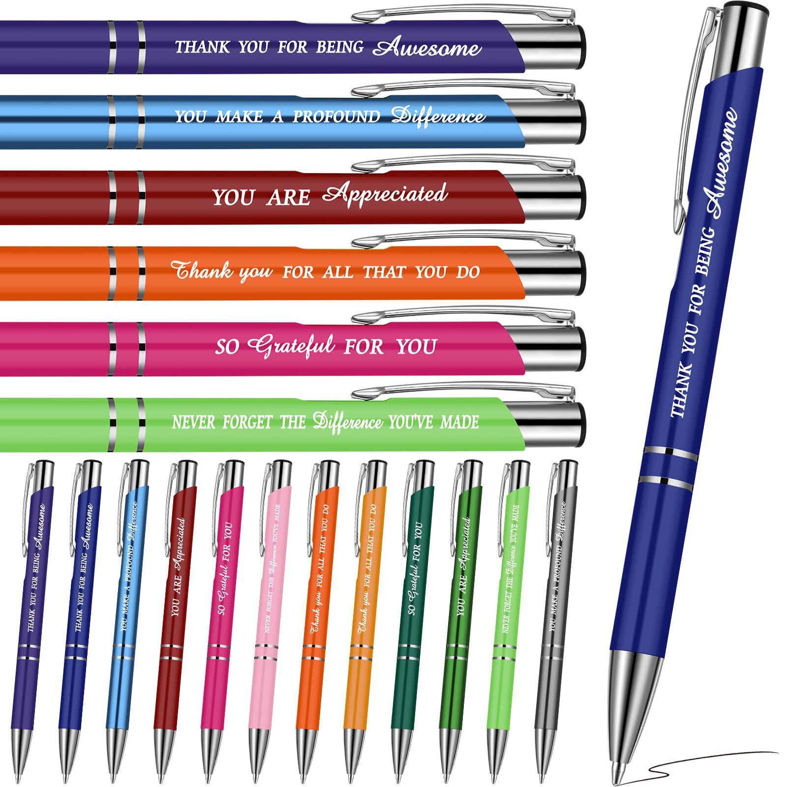 Faccito 24 Pcs Thank You Ballpoint Pens Inspirational Quotes Pen Metal ...