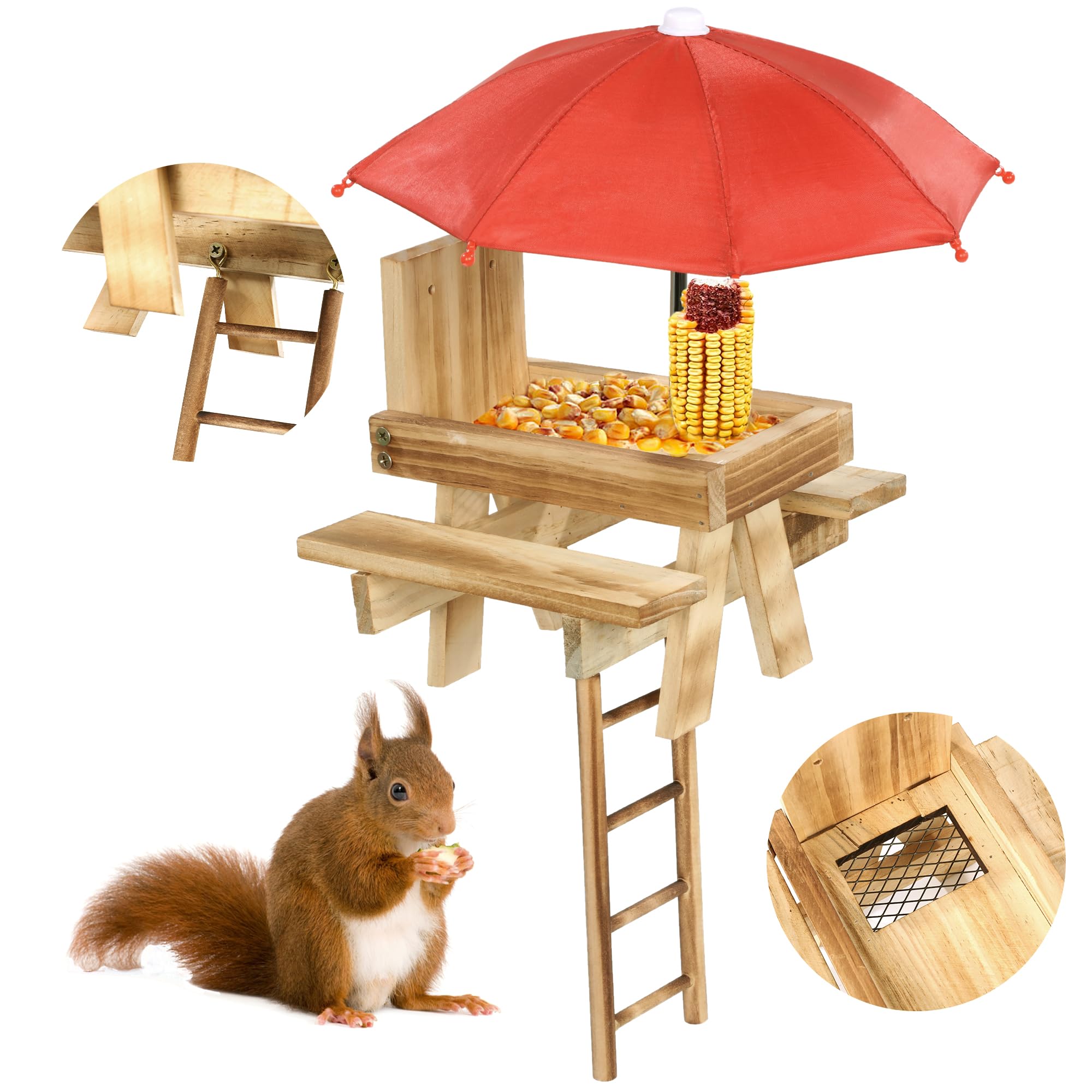 Amazon.com : ROYALAY Squirrel Picnic Table Feeder with Umbrella ...