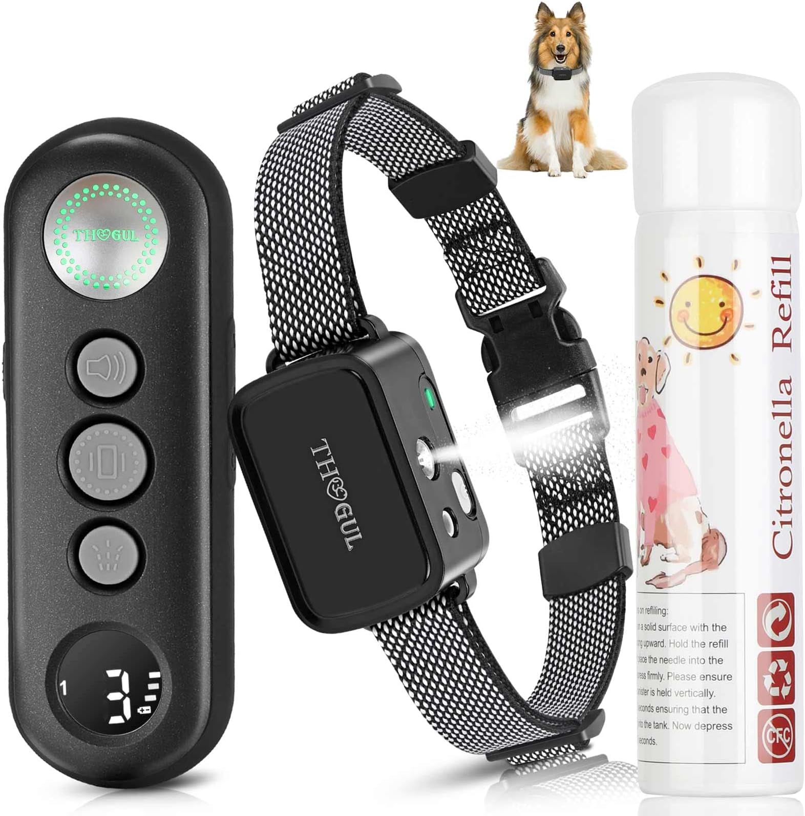 THVGUL Citronella Bark Collar for Large Dogs, Citronella Dog Collar ...