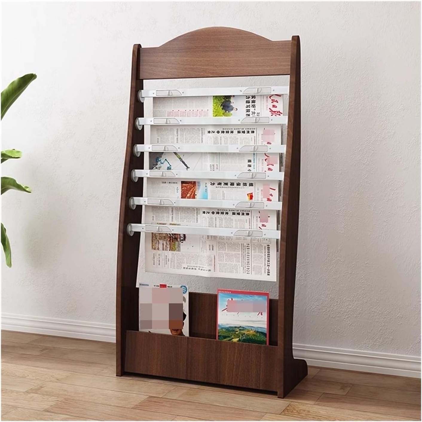 Amazon.com: Magazine Display Rack Floor Standing Newspaper Rack Maple ...