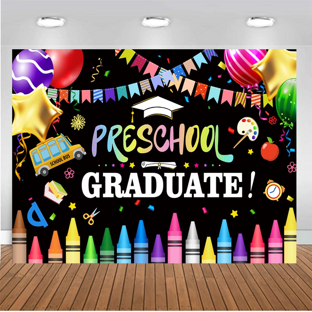 CHAIYA 7x5ft Preschool Graduation Backdrop Kindergarten Graduate Party ...