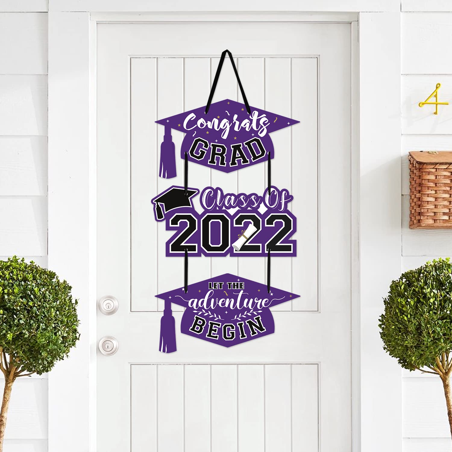 Huray Rayho 2022 Graduation Hanging Door Sign Purple Graduation Party ...