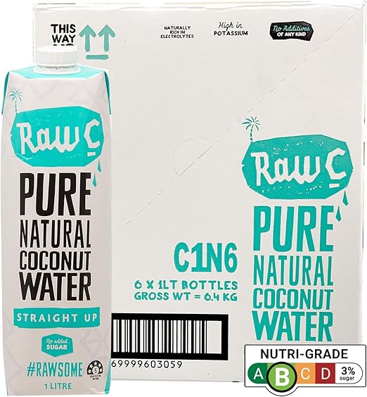 Raw C Straight Up Coconut Water 1 Litre (Pack of 6) : Amazon.com.au ...