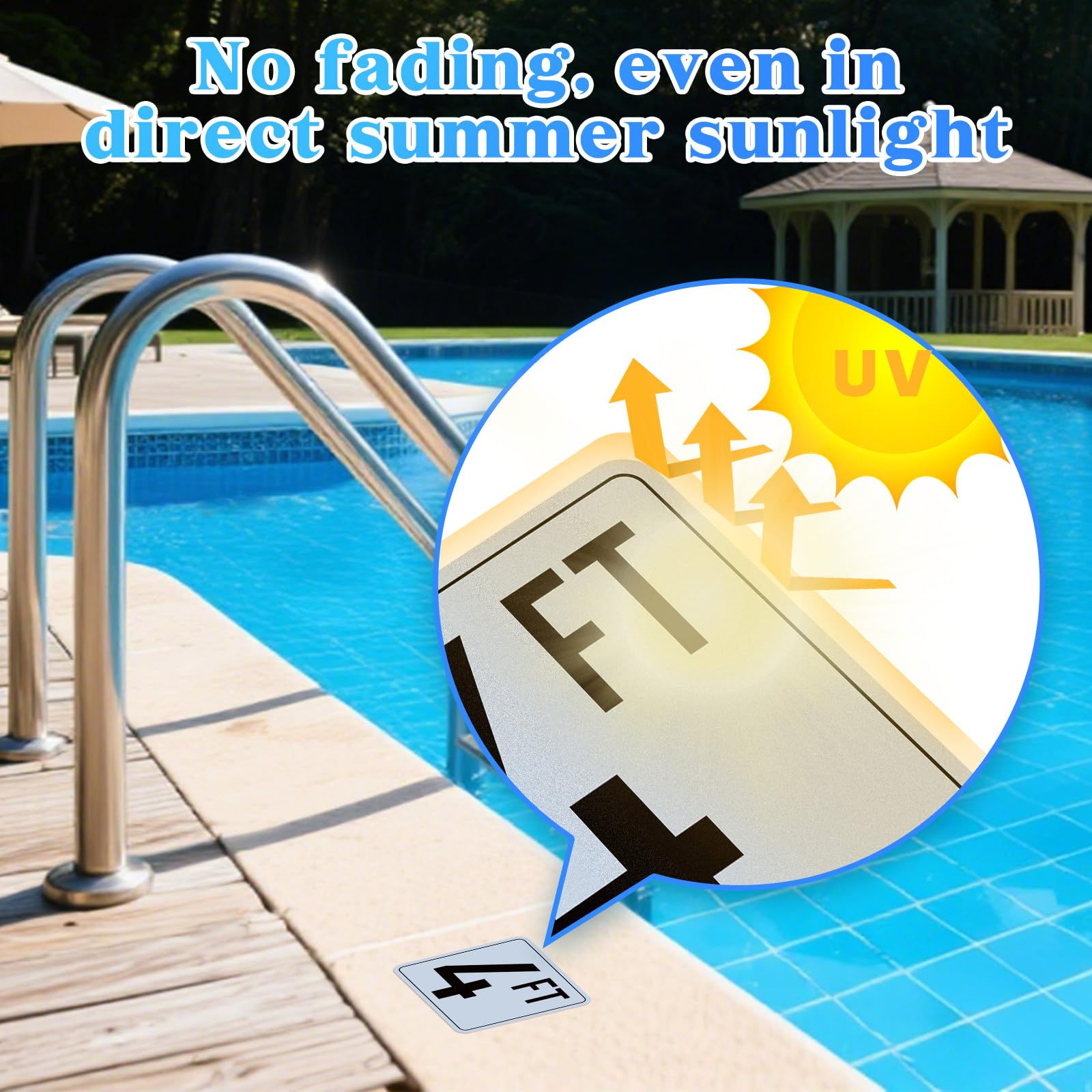 Snapklik.com : OCQOTAT 4FT Pool Depth Markers, 6x6 Inches Vinyl ...