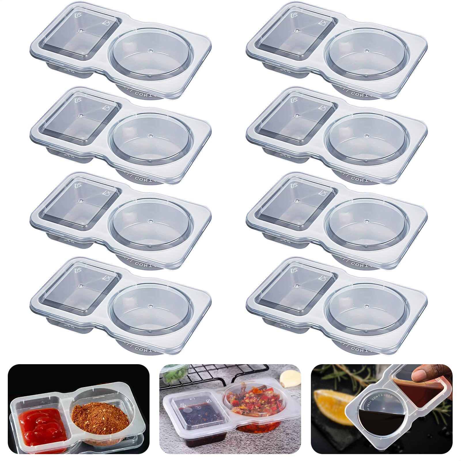 Amazon.com: Double Compartment Condiment Containers with Lids, 2024 New ...
