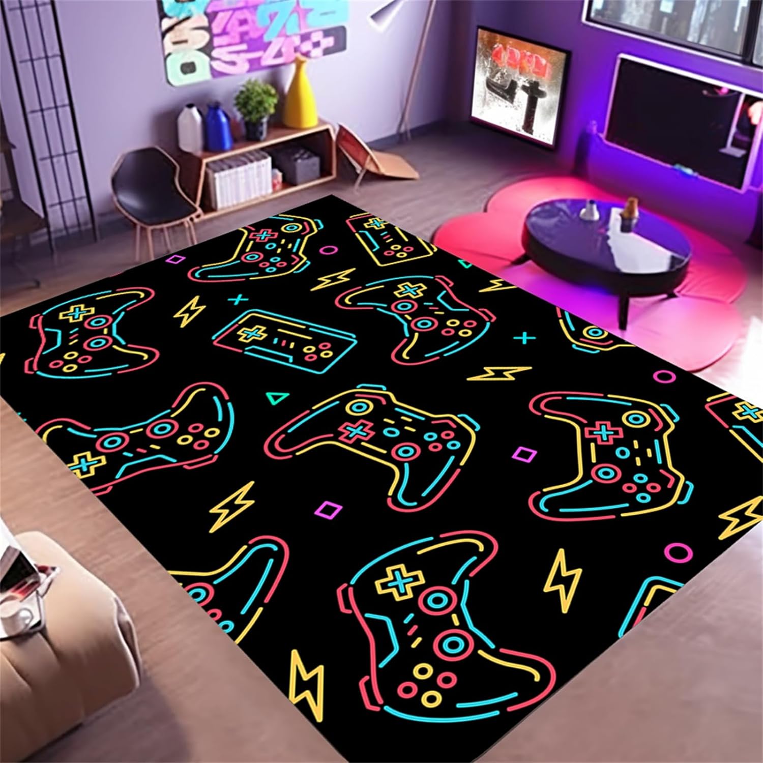 Amazon.com: Osimiccp Gaming Rug for Boys Room,3'x5' Non Slip Neon Gamer ...
