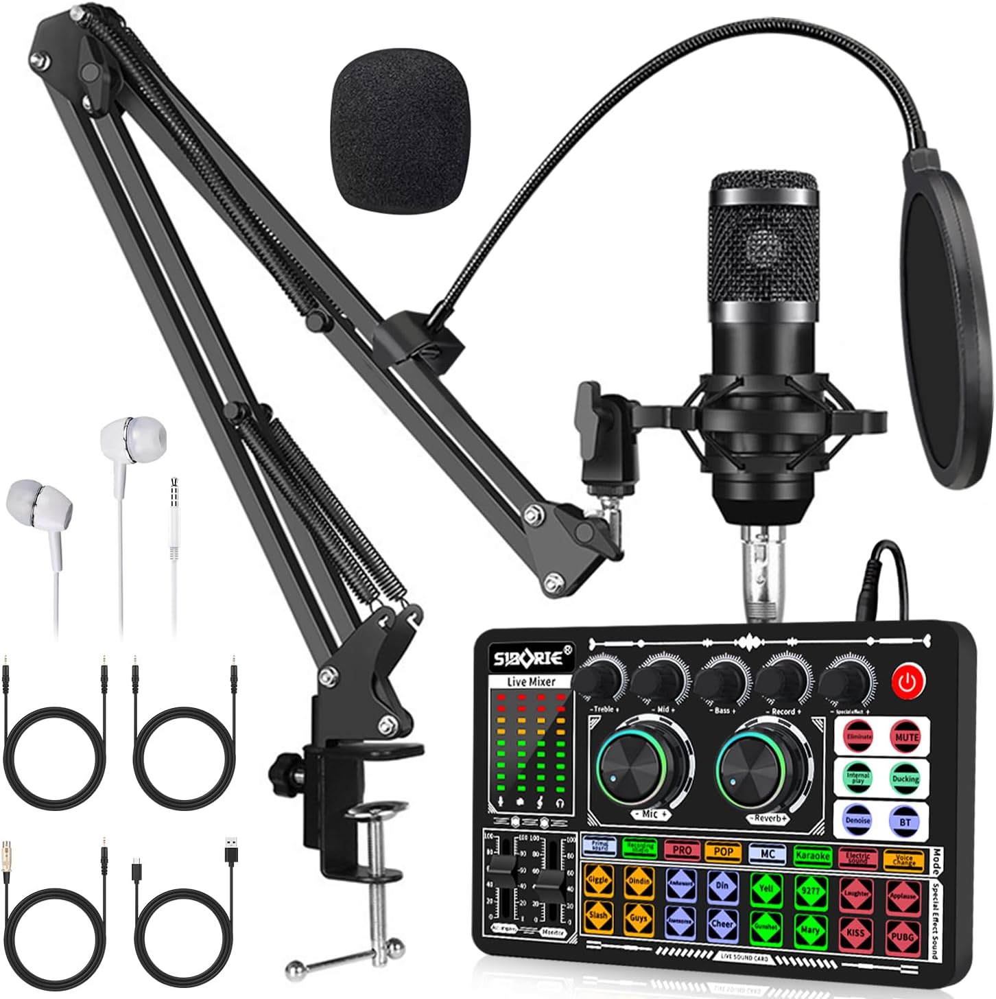 Amazon.com: F999 Podcast Equipment Bundle,Condenser Mic Recording ...